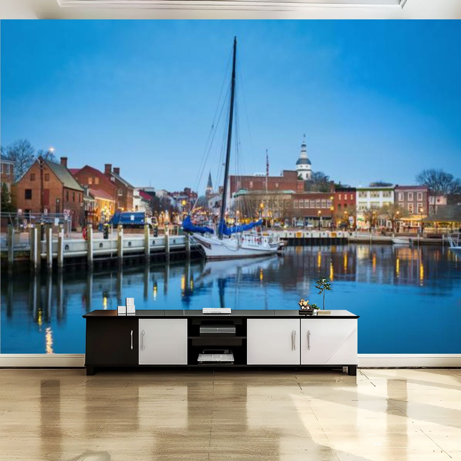 Peel and Stick Canvas Wallpaper Wall Mural View boats by Annapolis ...