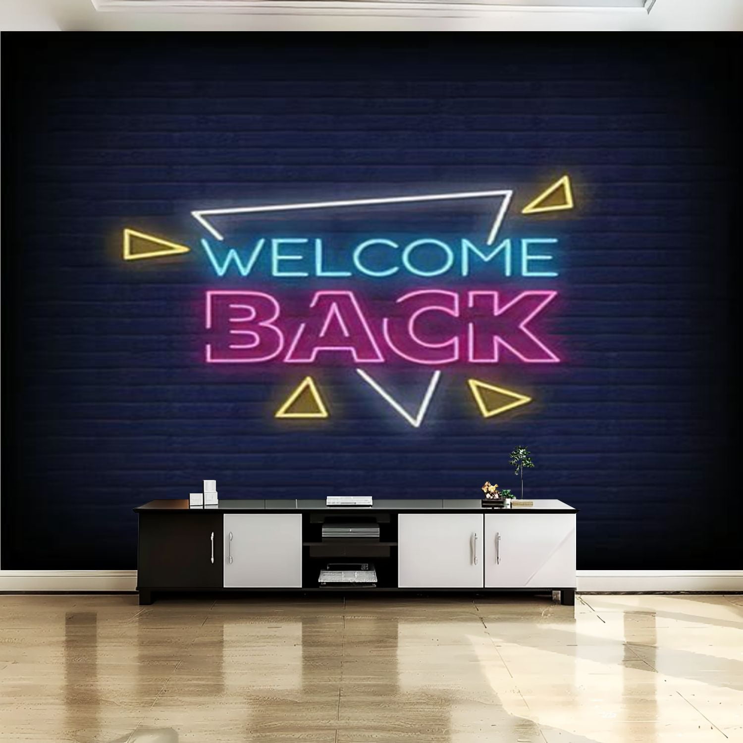 Peel and Stick Canvas Wallpaper Wall Mural Welcome Back Neon Signs ...