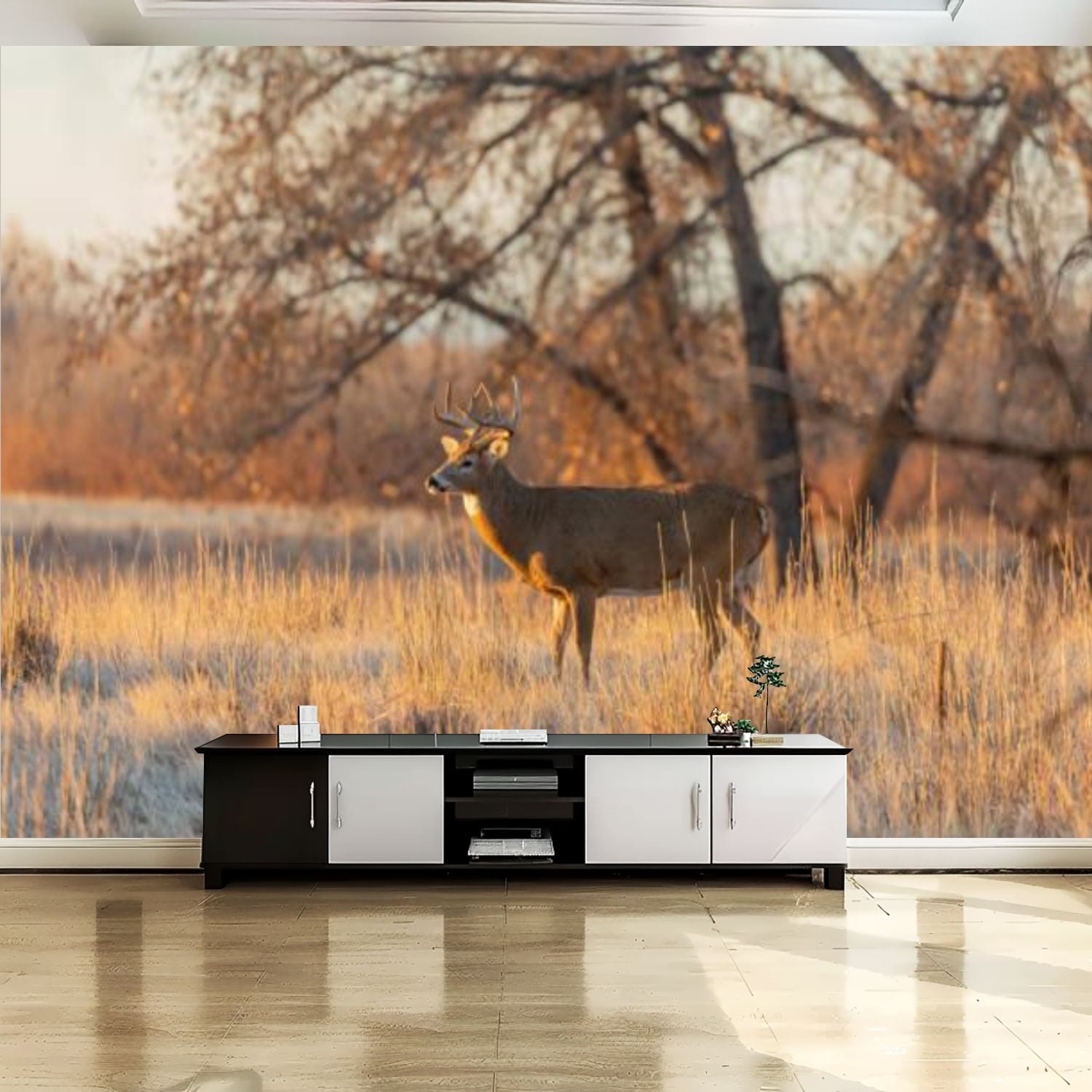Peel and Stick Canvas Wallpaper Wall Mural Whitetail Deer Buck Fall ...