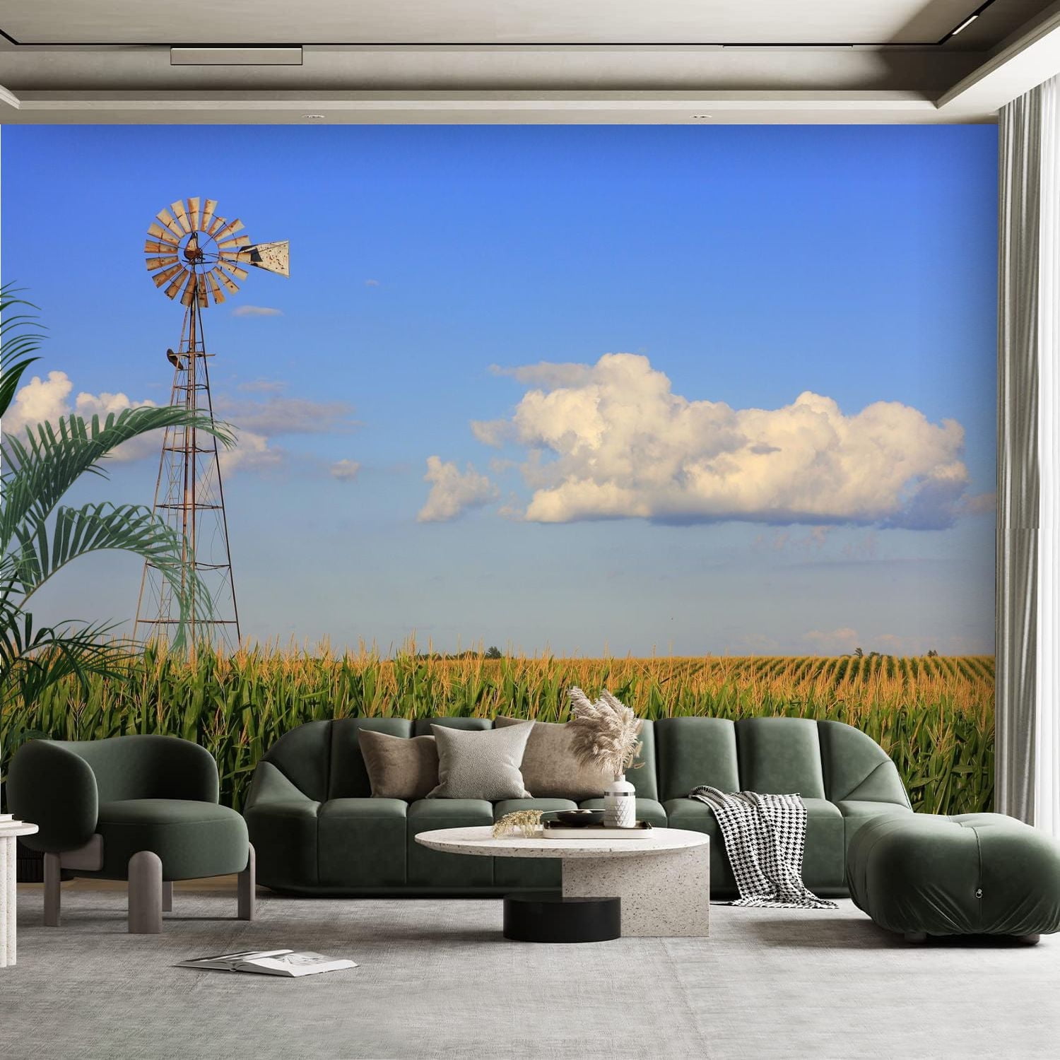 Peel and Stick Canvas Wallpaper Wall Mural Windmill Graces Iowa ...
