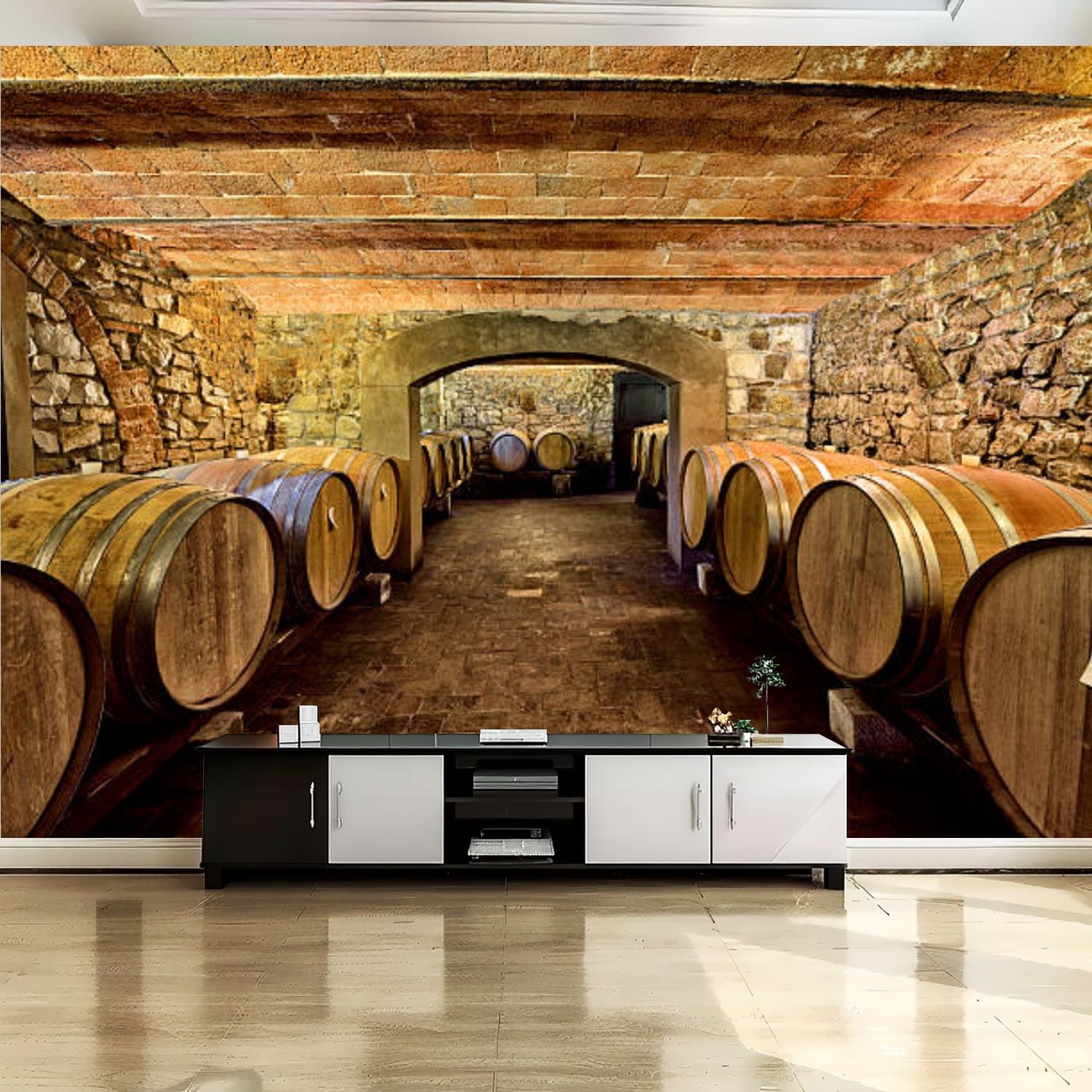 Peel and Stick Canvas Wallpaper Wall Mural Wine Cellar Wall Art Self ...