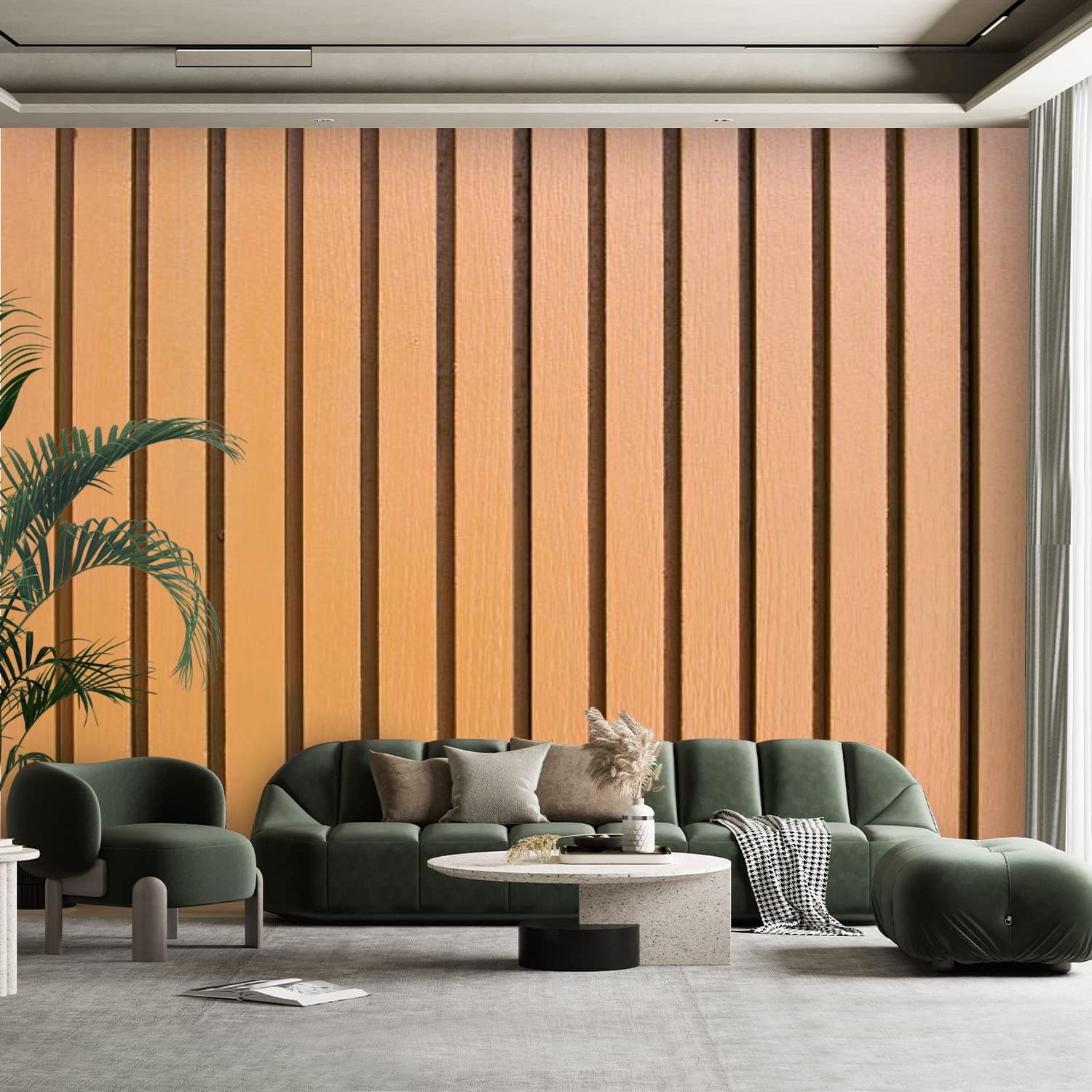 Peel and Stick Canvas Wallpaper Wall Mural Wood lath wall Wall Art Self ...
