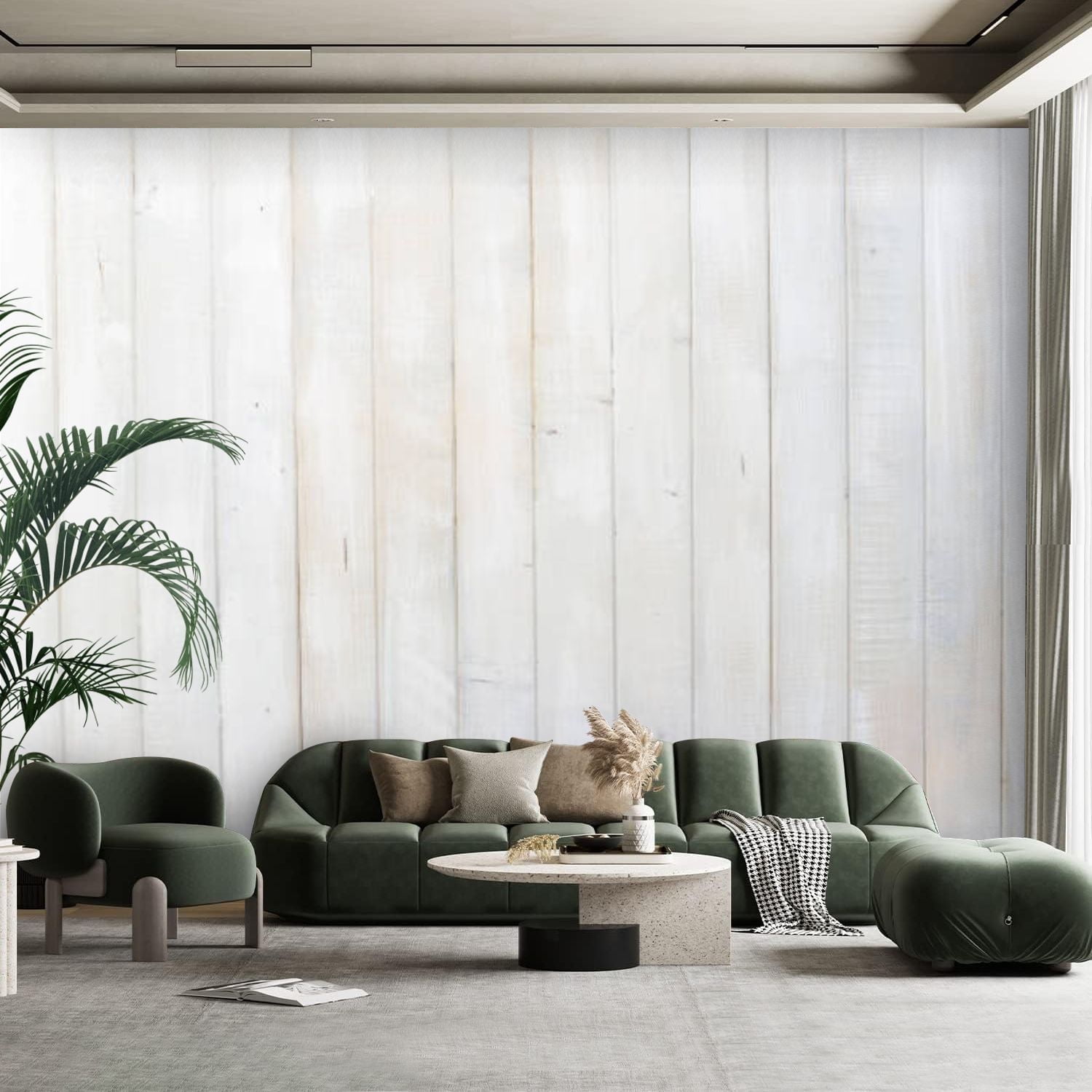 Peel and Stick Canvas Wallpaper Wall Mural Wood texture White tone ...