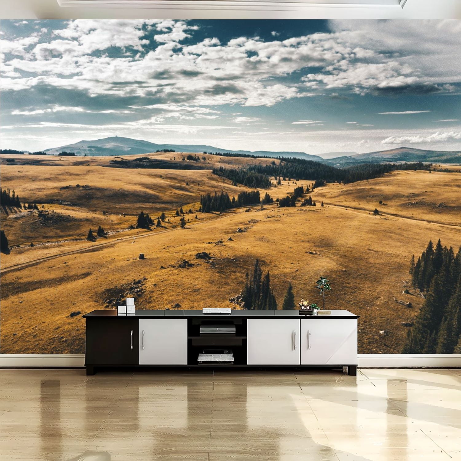 Peel and Stick Canvas Wallpaper Wall Mural Wyoming prairie Wall Art ...