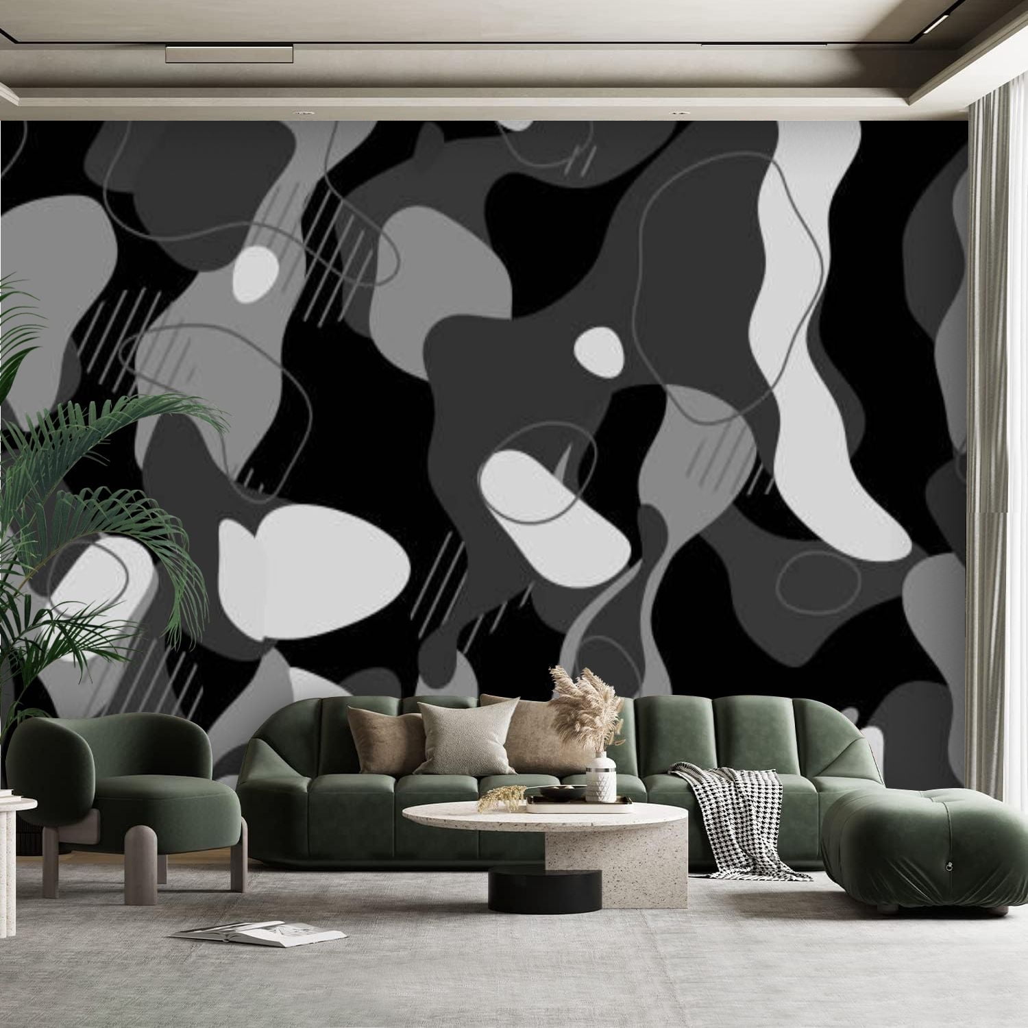Peel and Stick Canvas Wallpaper Wall Mural amoeba abstract liquid ...