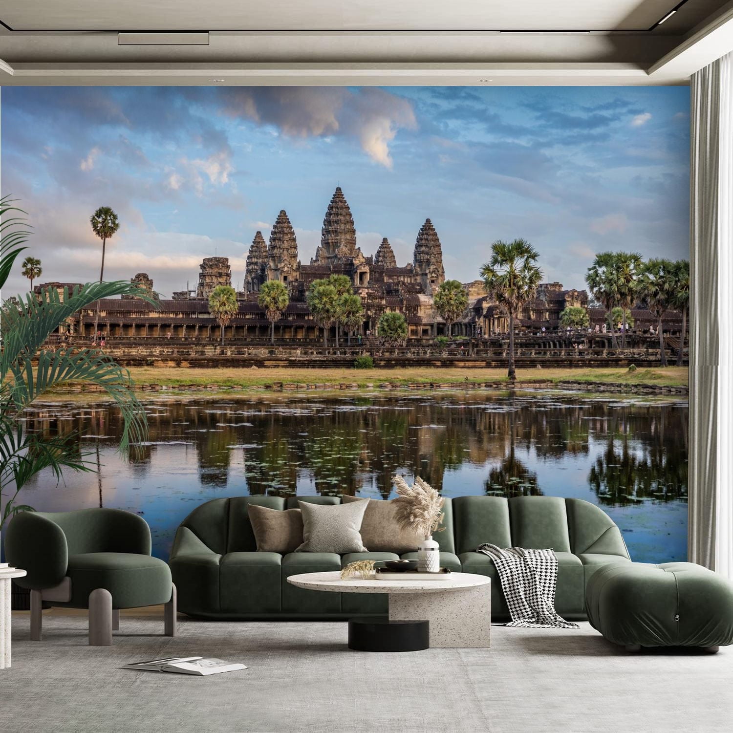 Peel and Stick Canvas Wallpaper Wall Mural angkor wat sunrise cambodia ...