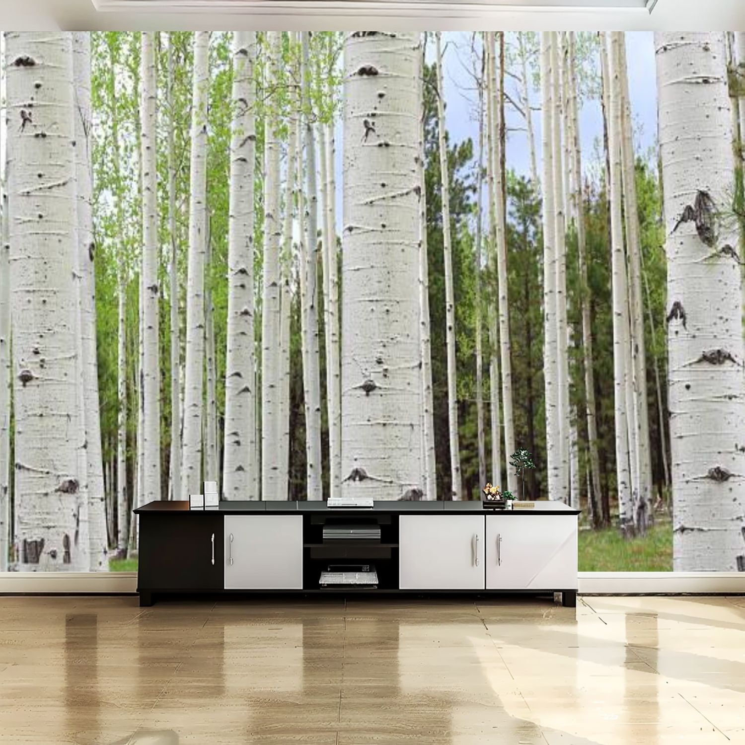 Peel and Stick Canvas Wallpaper Wall Mural aspen trees golden aspenss ...