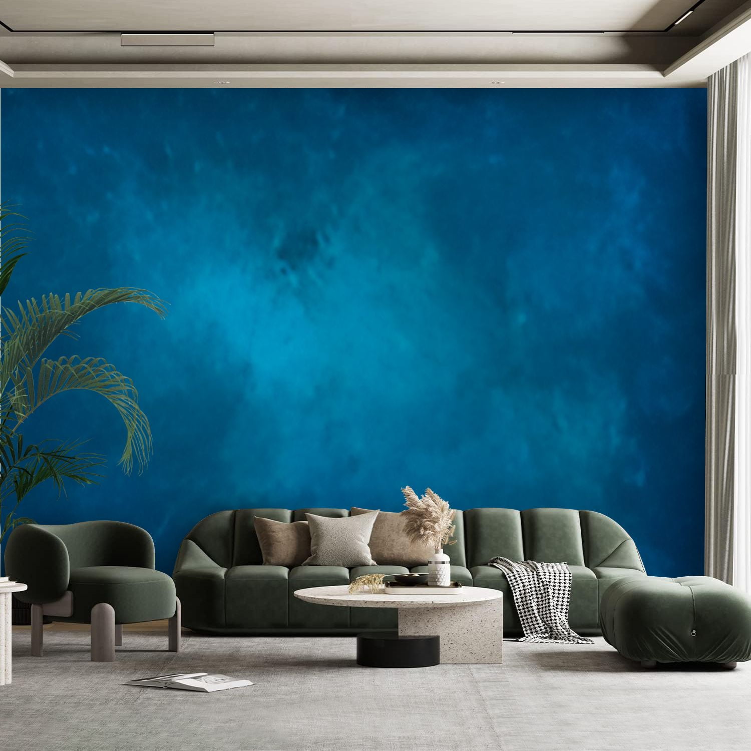 Peel and Stick Canvas Wallpaper Wall Mural blue marbled blotchy texture ...