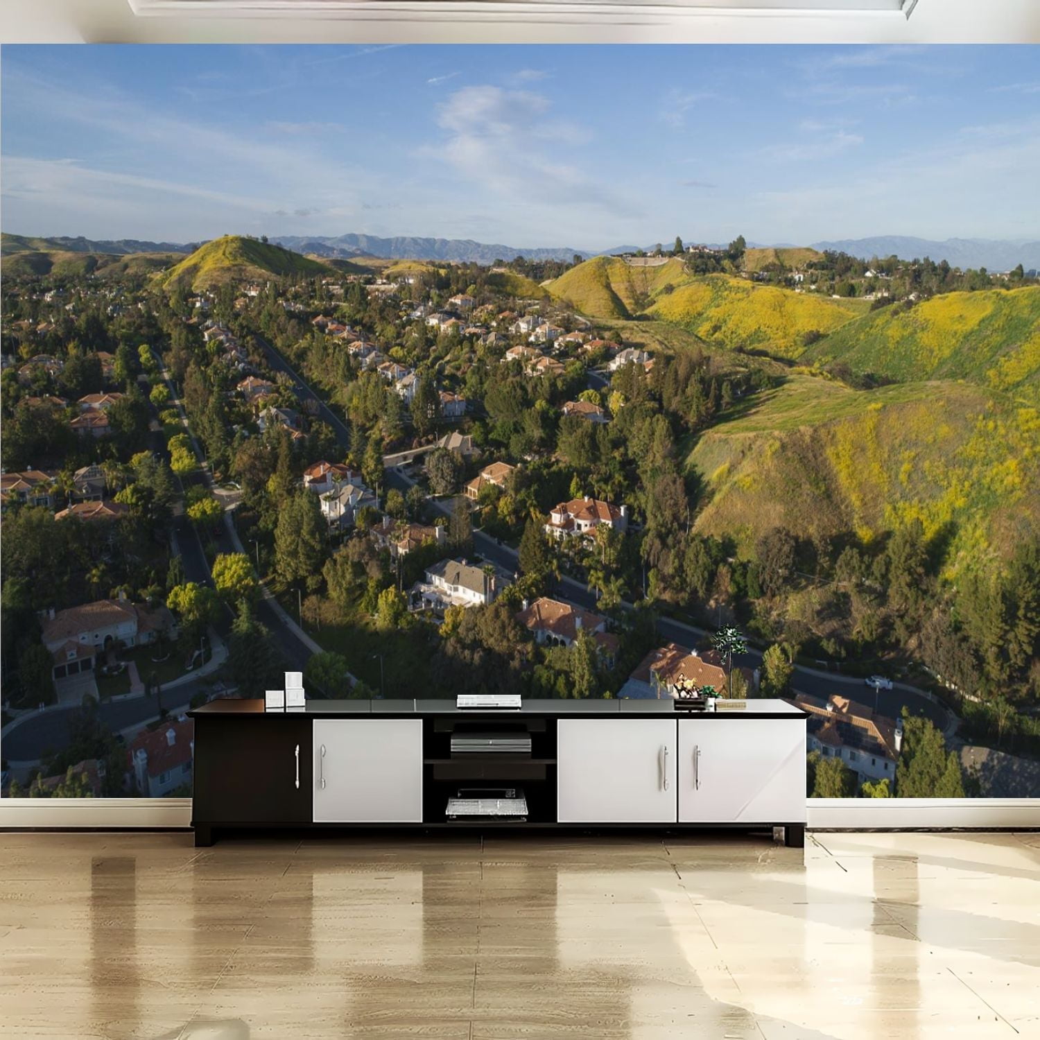 Peel and Stick Canvas Wallpaper Wall Mural calabasas city santa monica mountains los angeles ...