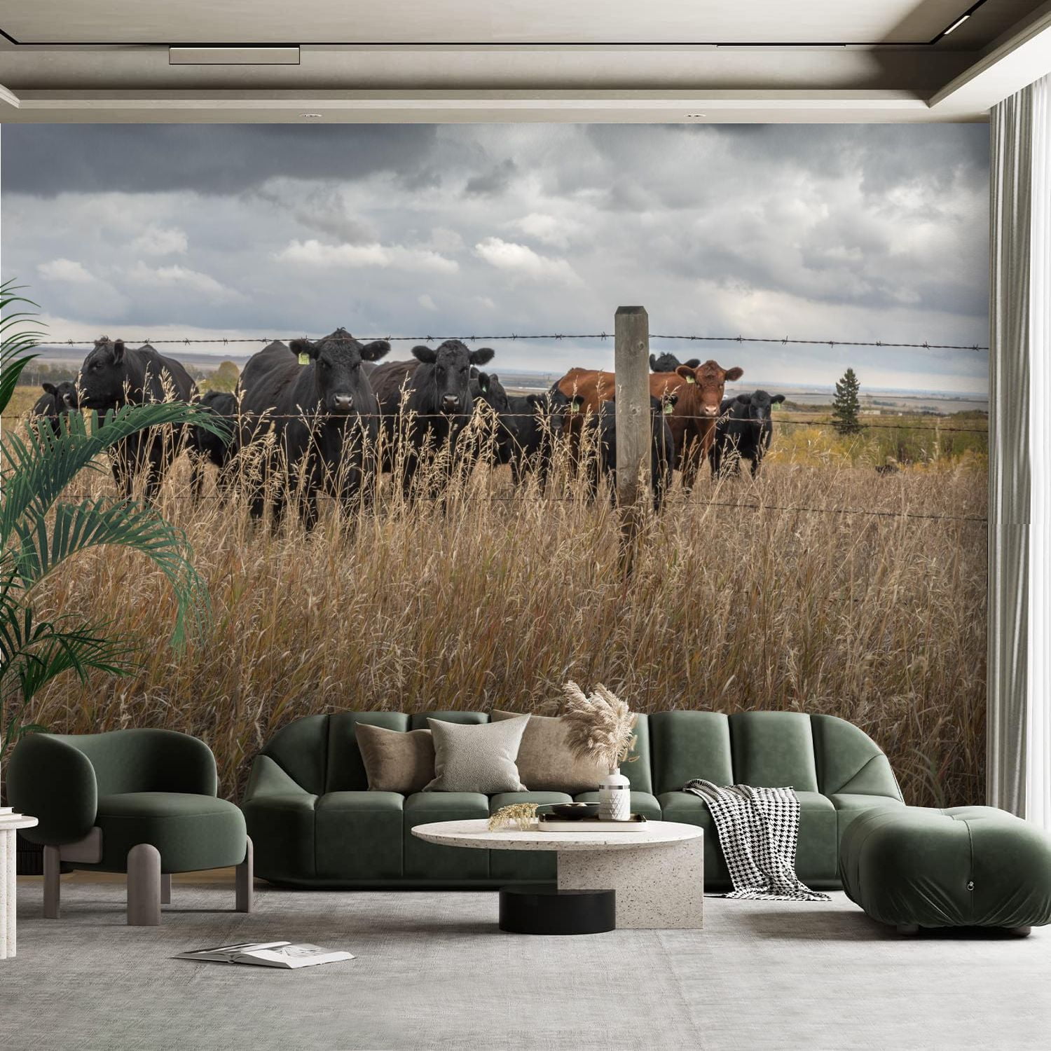 Peel and Stick Canvas Wallpaper Wall Mural cattle pasture beiseker ...