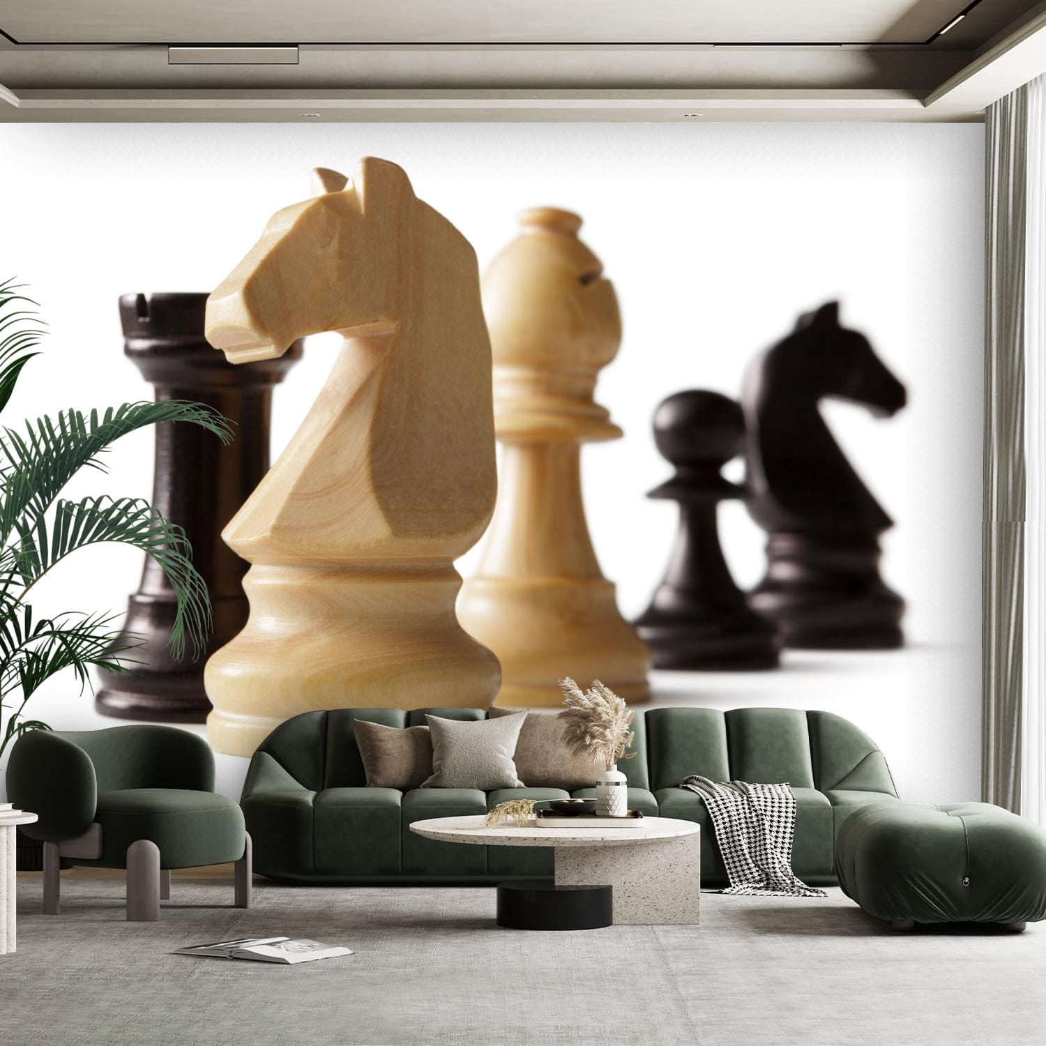 Peel and Stick Canvas Wallpaper Wall Mural chess knights bishop rook ...