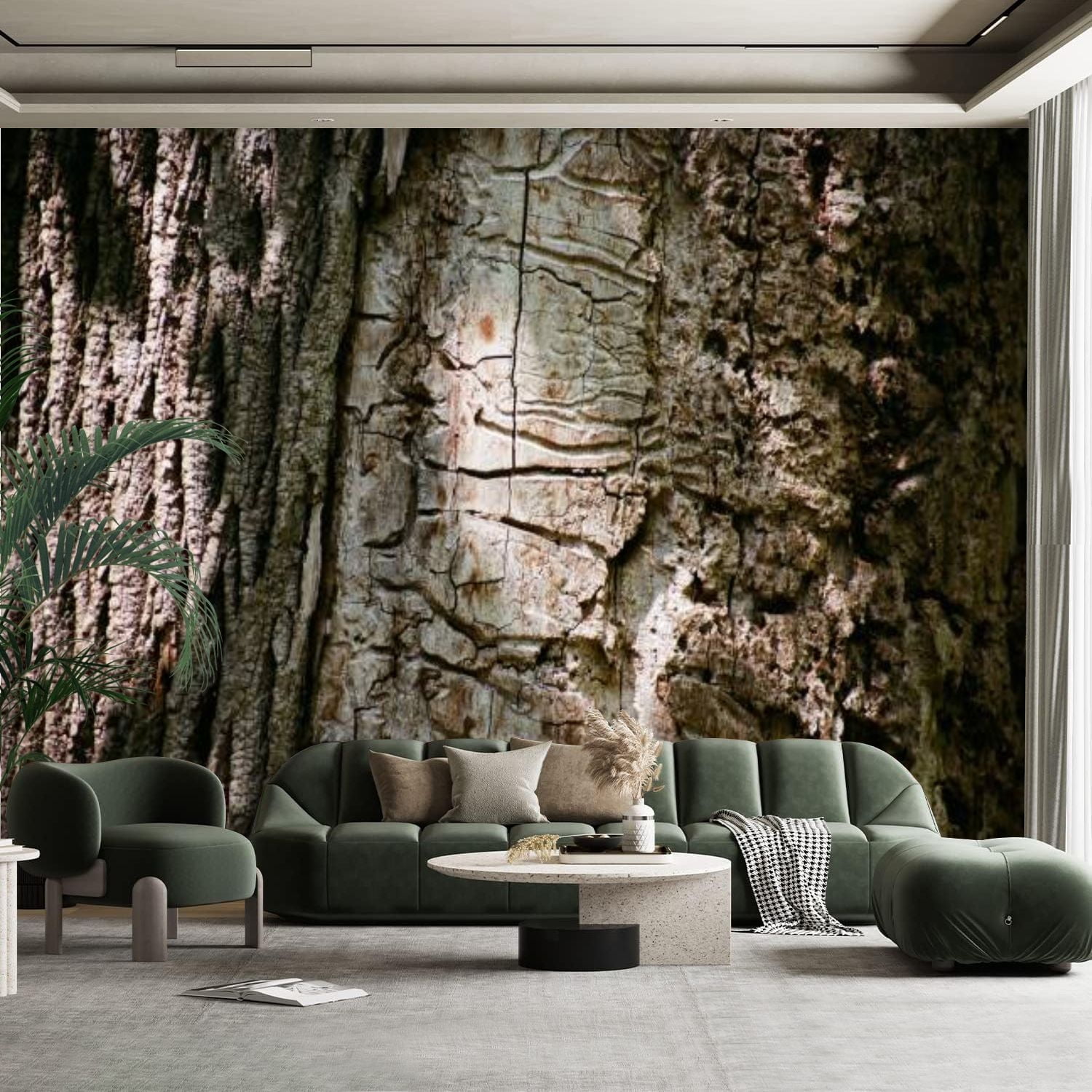 Peel and Stick Canvas Wallpaper Wall Mural close up tree trunk wood ...