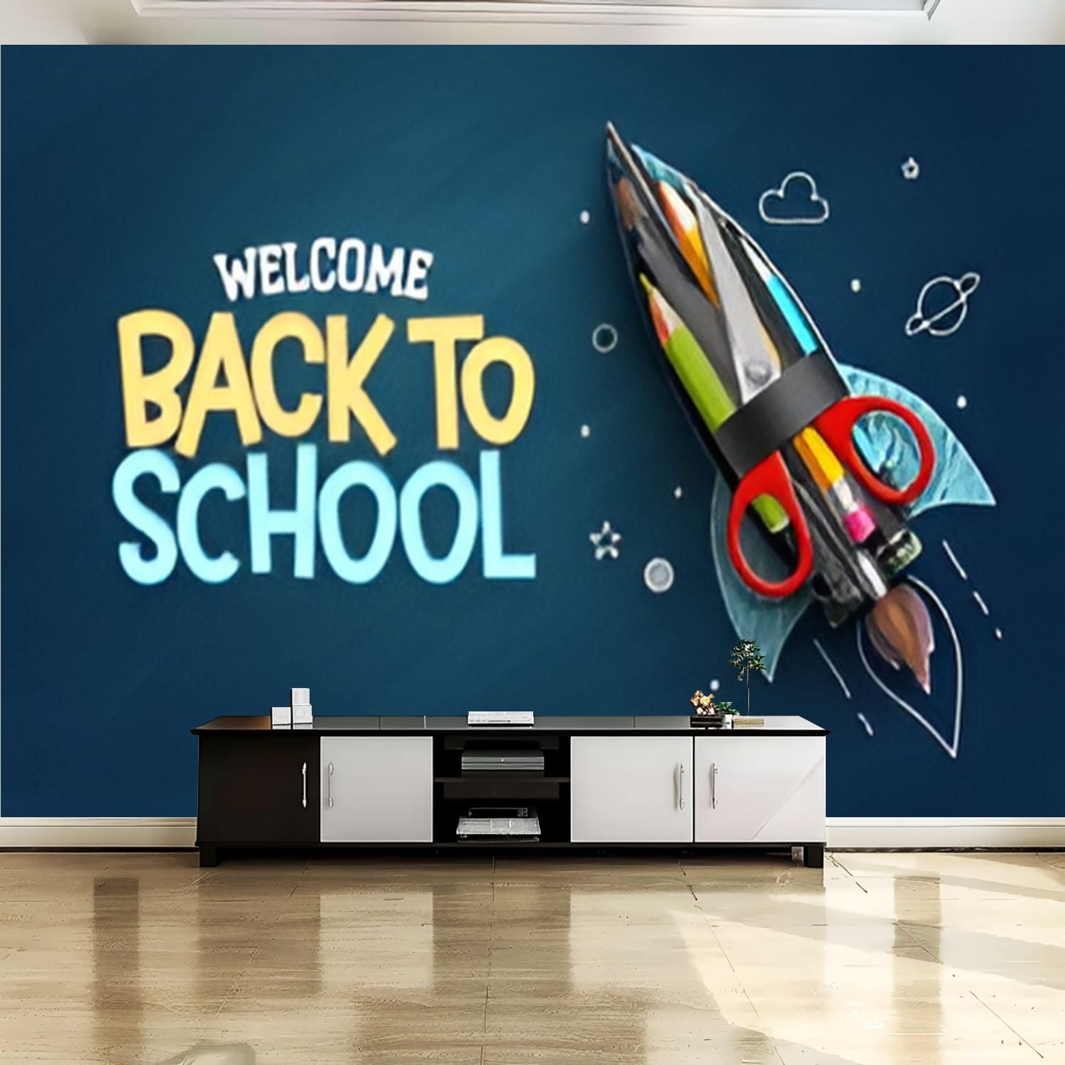 Peel and Stick Canvas Wallpaper Wall Mural design Welcome rocket launch ...