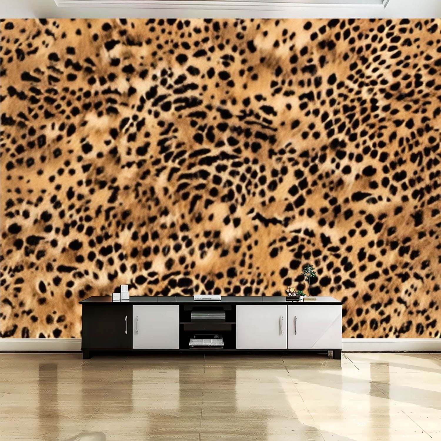Peel and Stick Canvas Wallpaper Wall Mural eopard cheetah skin seamless ...