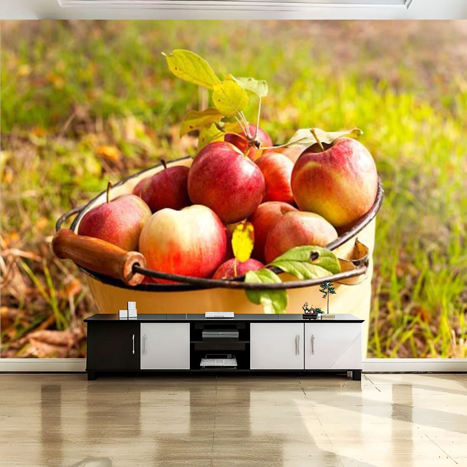 Peel and Stick Canvas Wallpaper Wall Mural fresh apples red fall trees ...