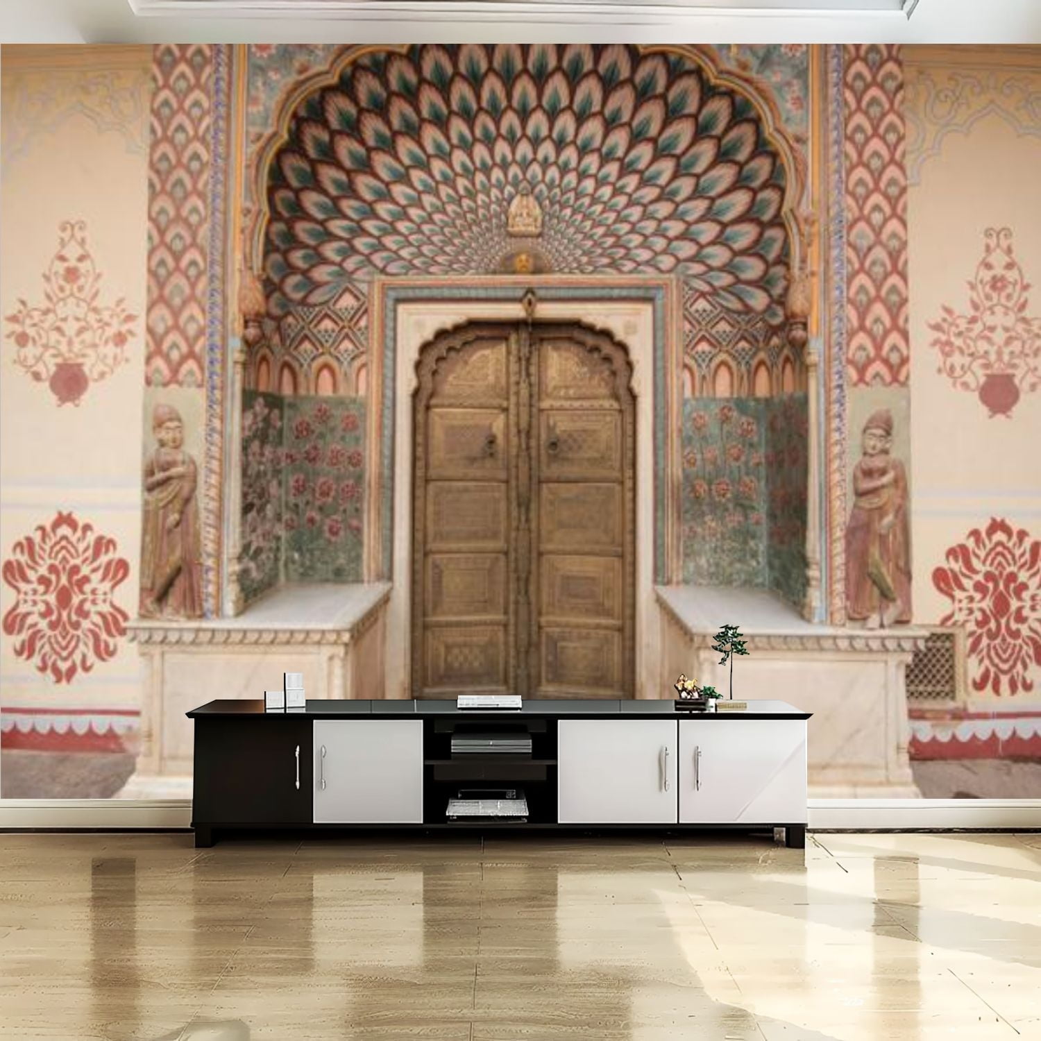 Peel and Stick Canvas Wallpaper Wall Mural indian painted door jaipur ...