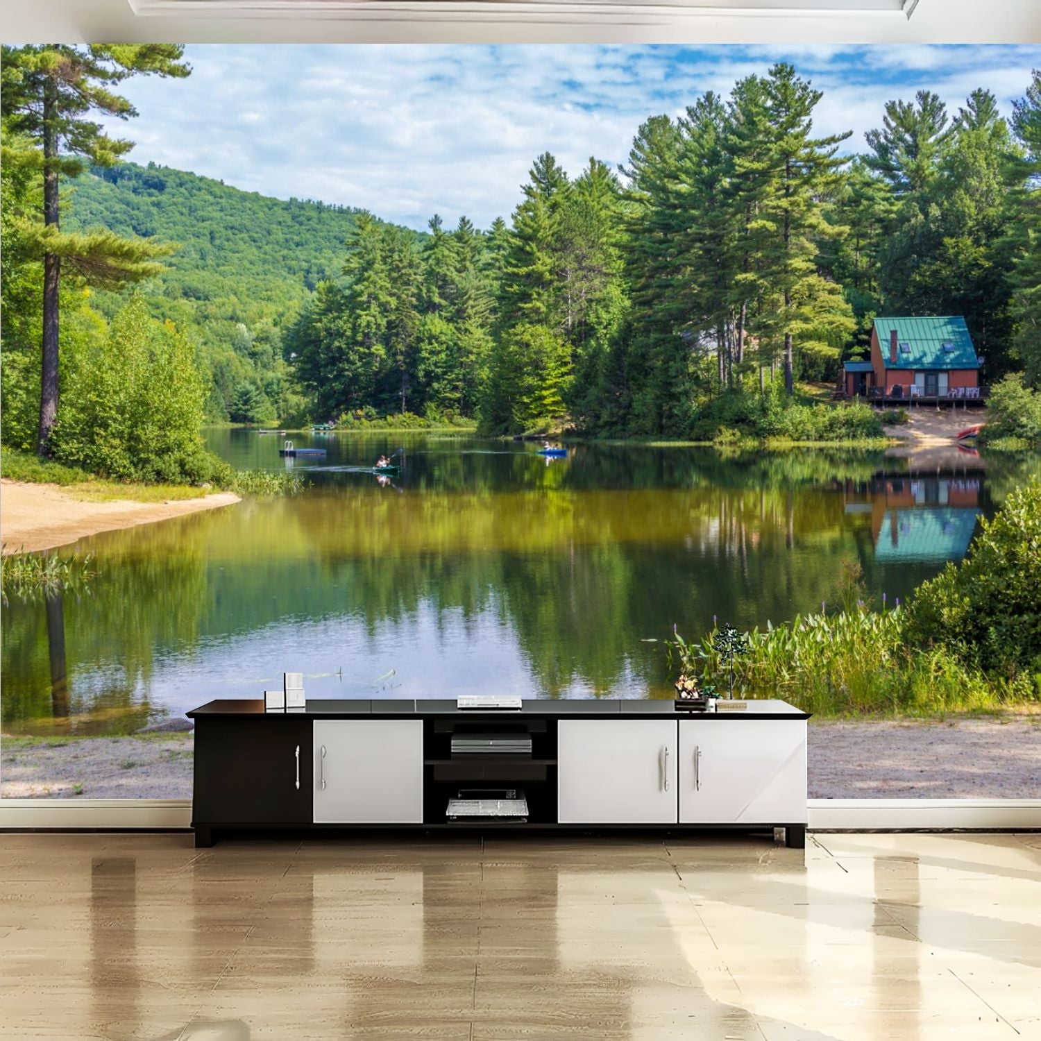 Peel and Stick Canvas Wallpaper Wall Mural kayak little pea porridge ...