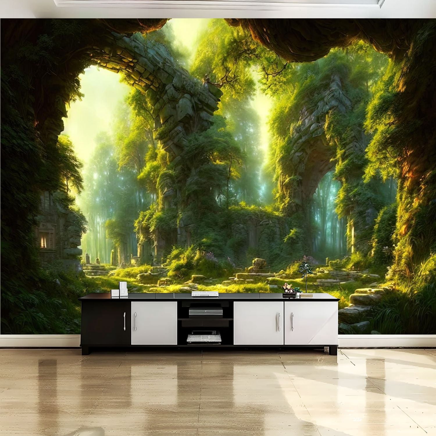 Peel and Stick Canvas Wallpaper Wall Mural landscape ruins bizarre ...