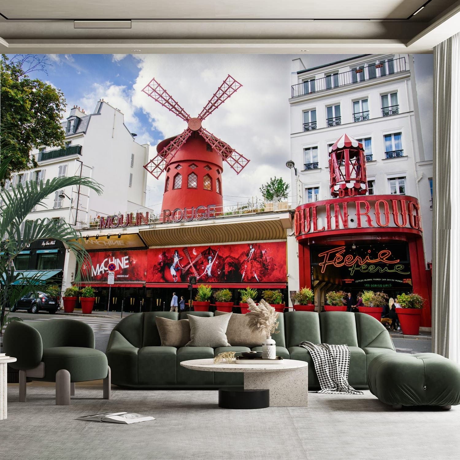 Peel and Stick Canvas Wallpaper Wall Mural moulin rouge cabaret paris ...
