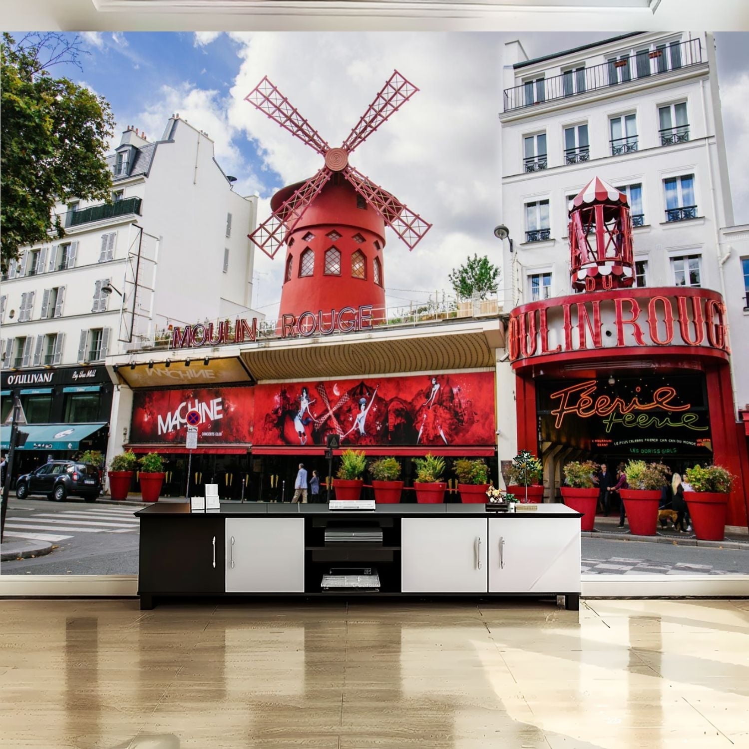 Peel and Stick Canvas Wallpaper Wall Mural moulin rouge cabaret paris ...