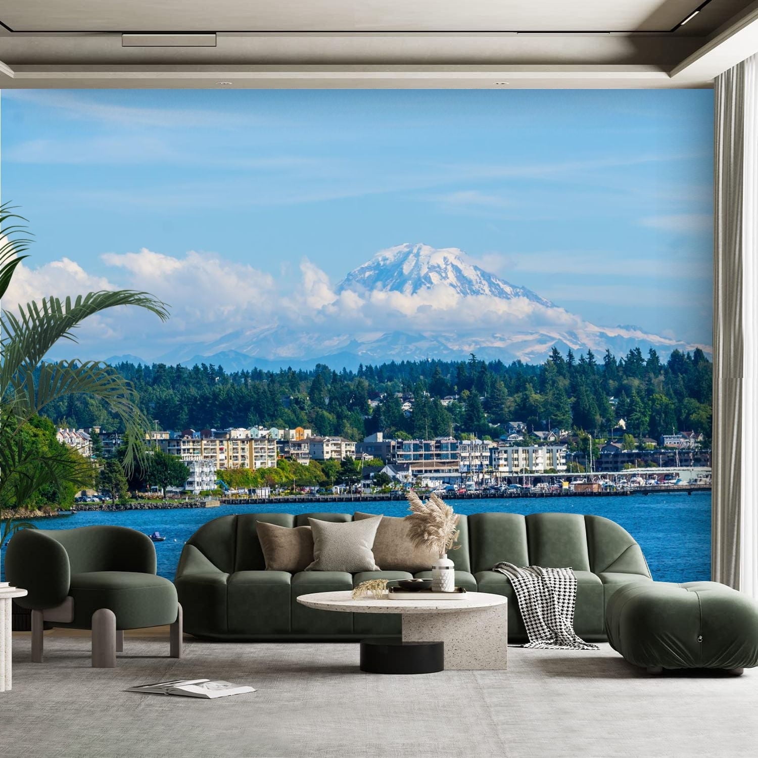 Peel and Stick Canvas Wallpaper Wall Mural mountain marina landscape ...