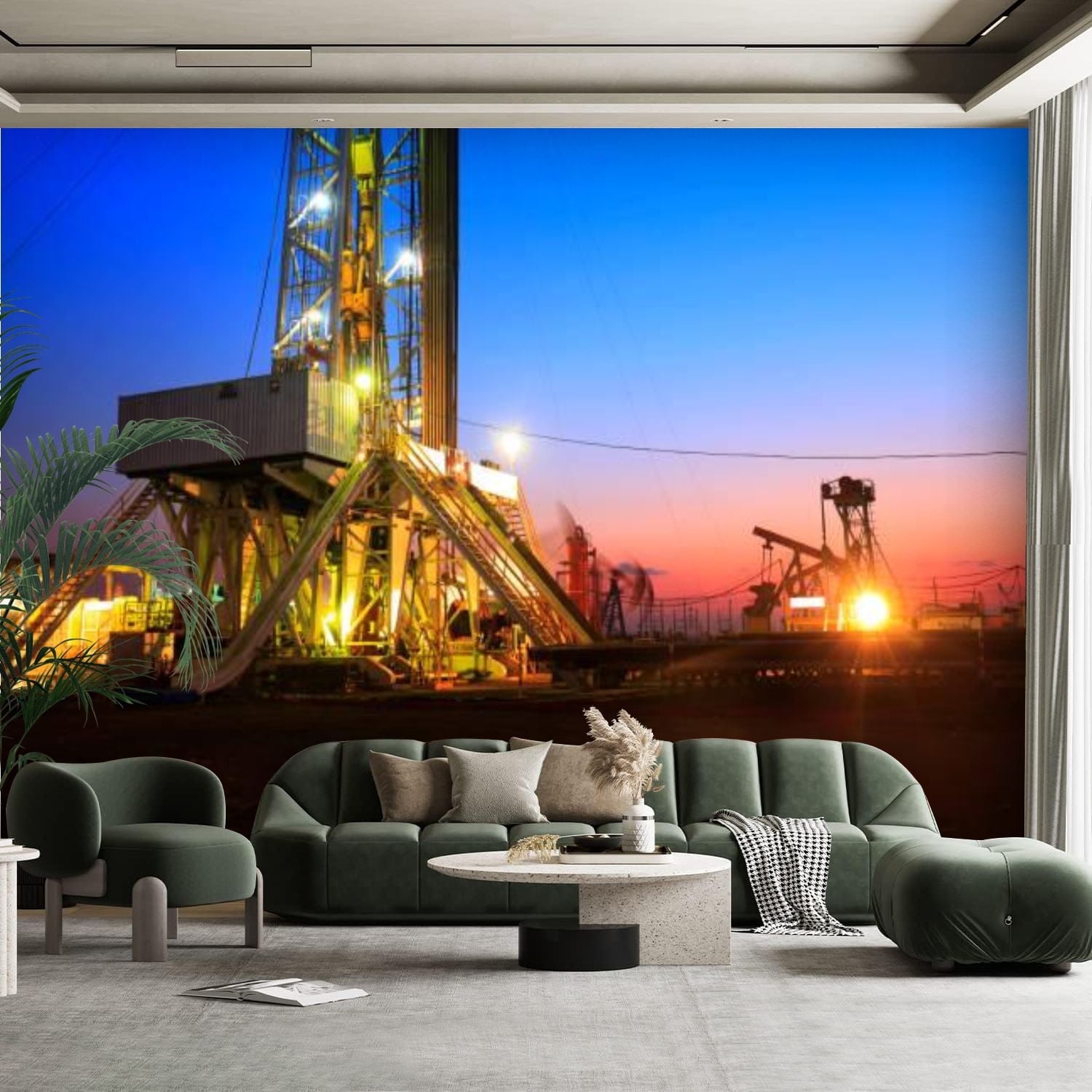 Peel and Stick Canvas Wallpaper Wall Mural oilfield derrick s pictures ...