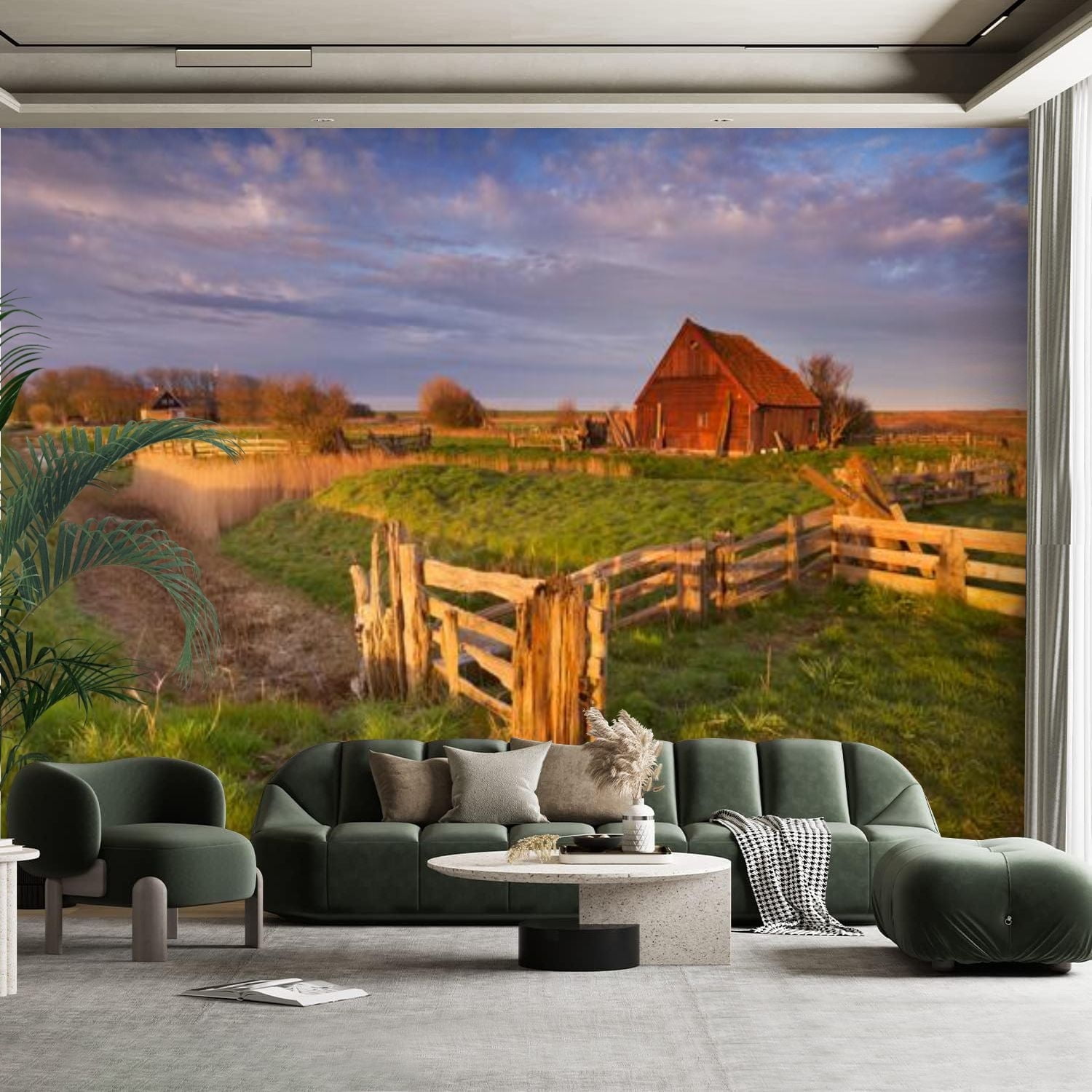 Peel and Stick Canvas Wallpaper Wall Mural old barn island texel ...