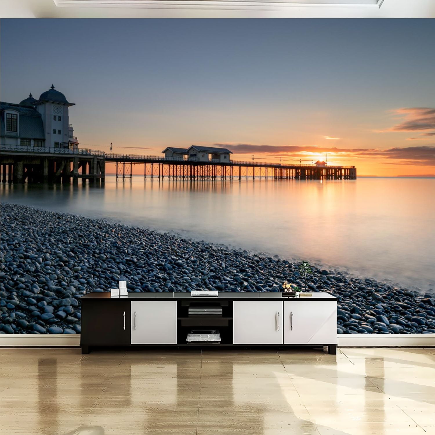 Peel and Stick Canvas Wallpaper Wall Mural penarth pier from pebble ...