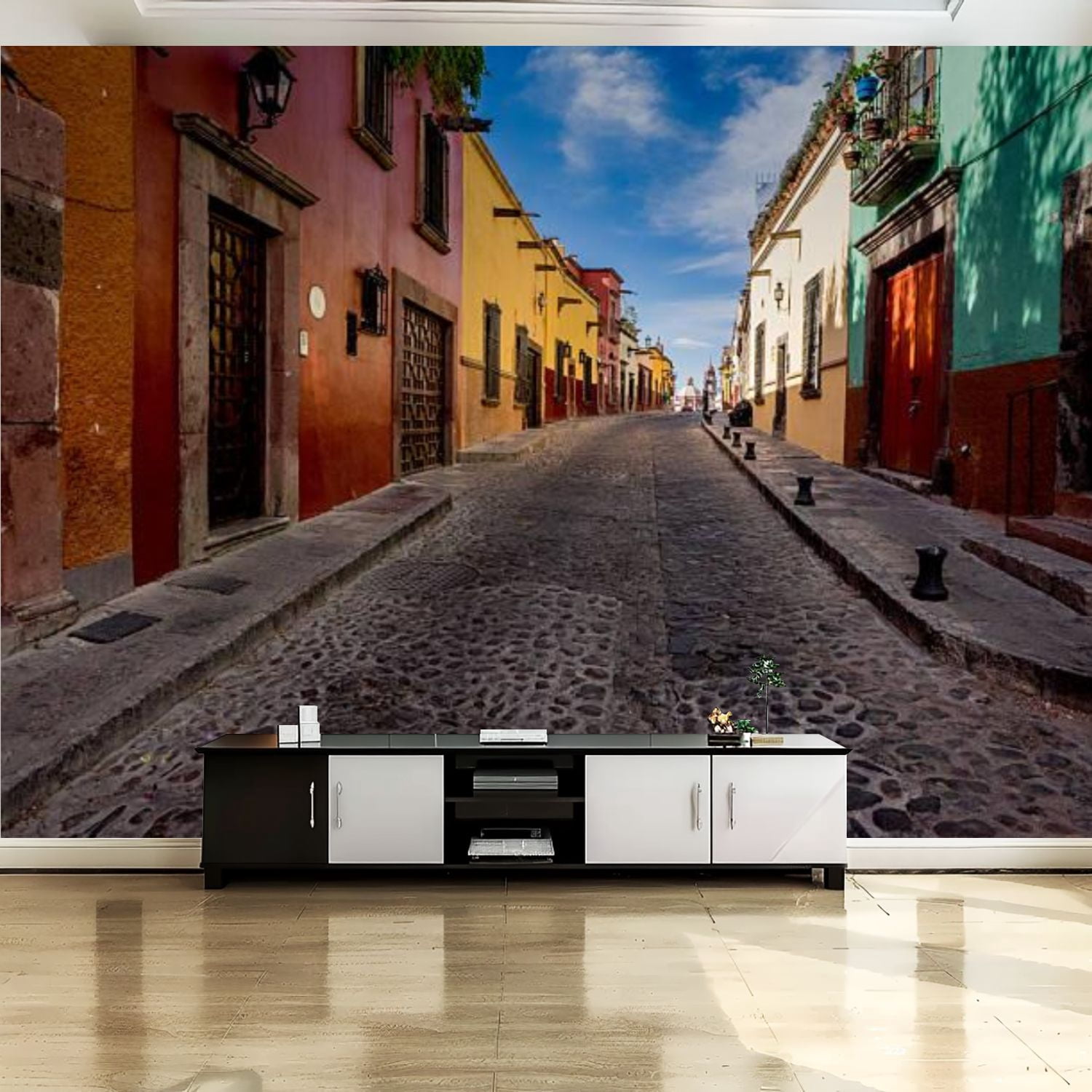 Peel and Stick Canvas Wallpaper Wall Mural quiet backstreet san miguel ...