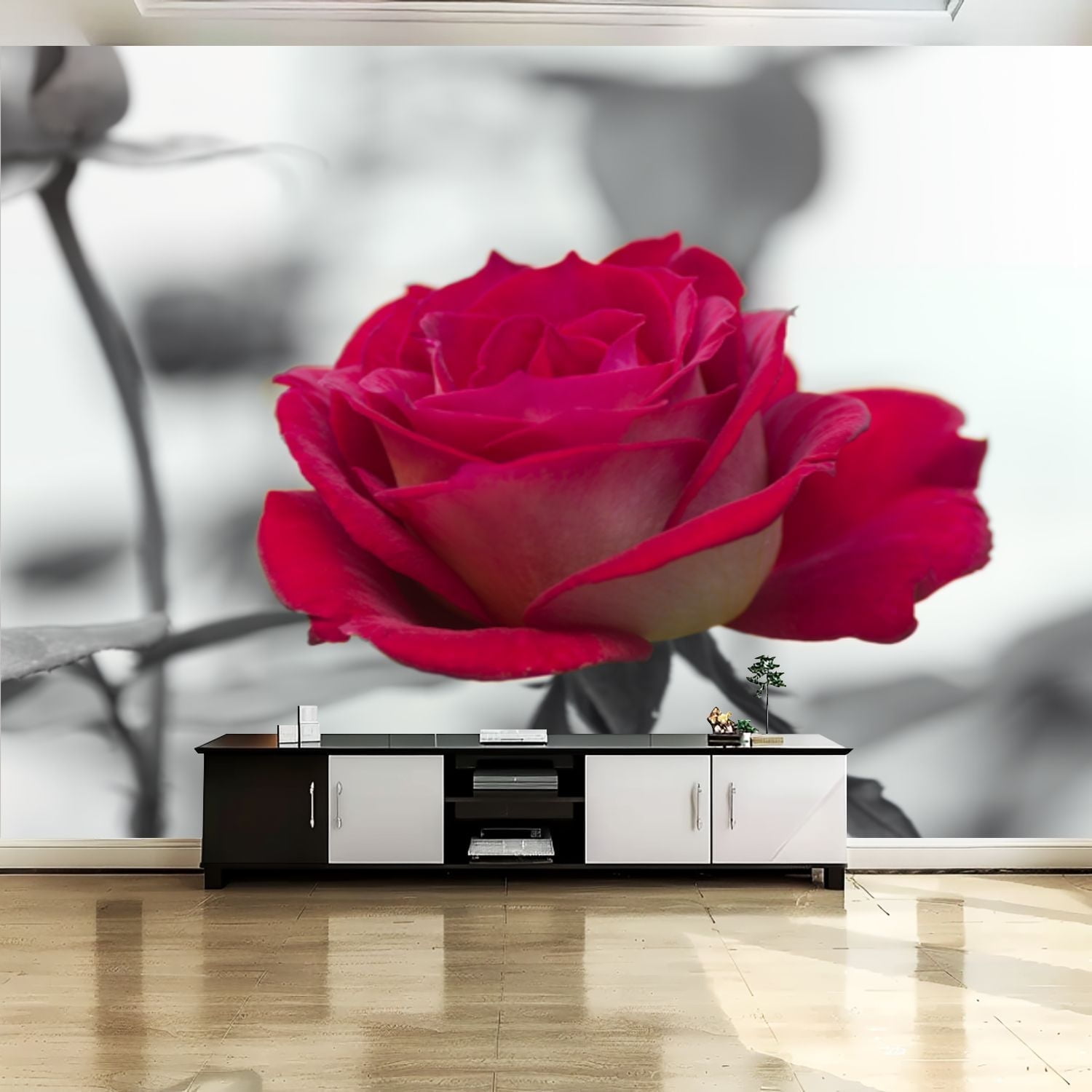 Peel and Stick Canvas Wallpaper Wall Mural red pink Wall Art Self ...