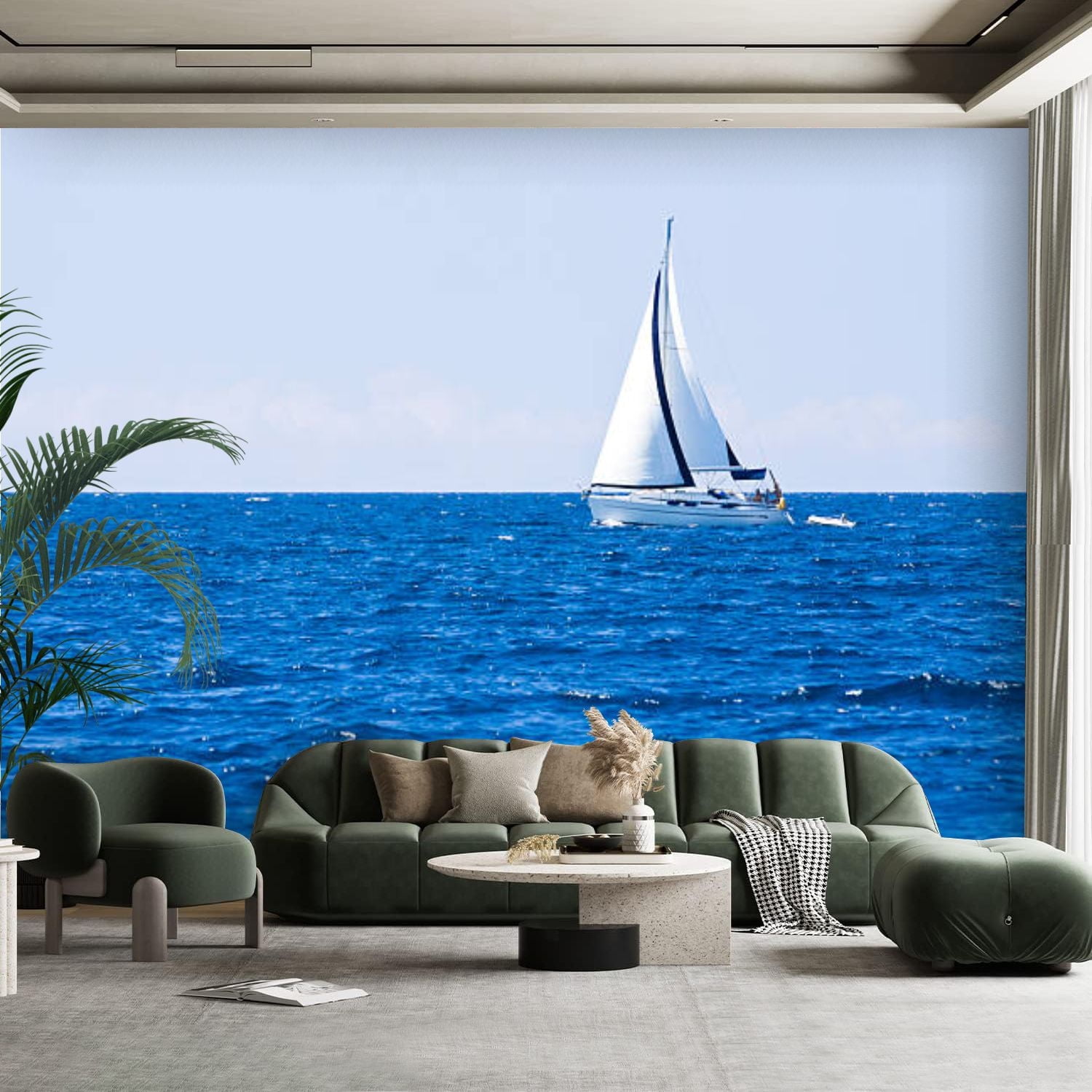 Peel and Stick Canvas Wallpaper Wall Mural sailing yacht Wall Art Self ...