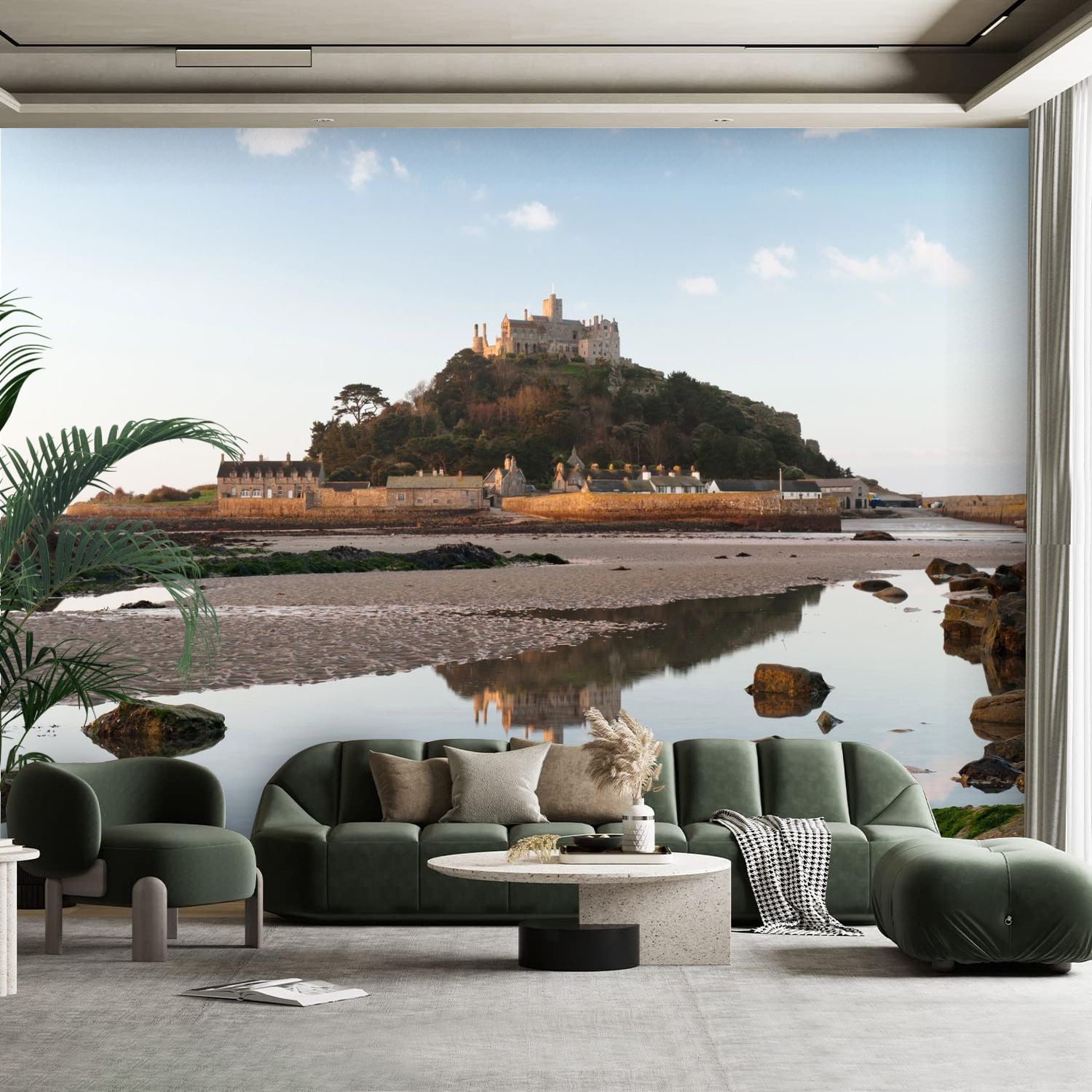 Peel and Stick Canvas Wallpaper Wall Mural saint michaels mount sunrise ...
