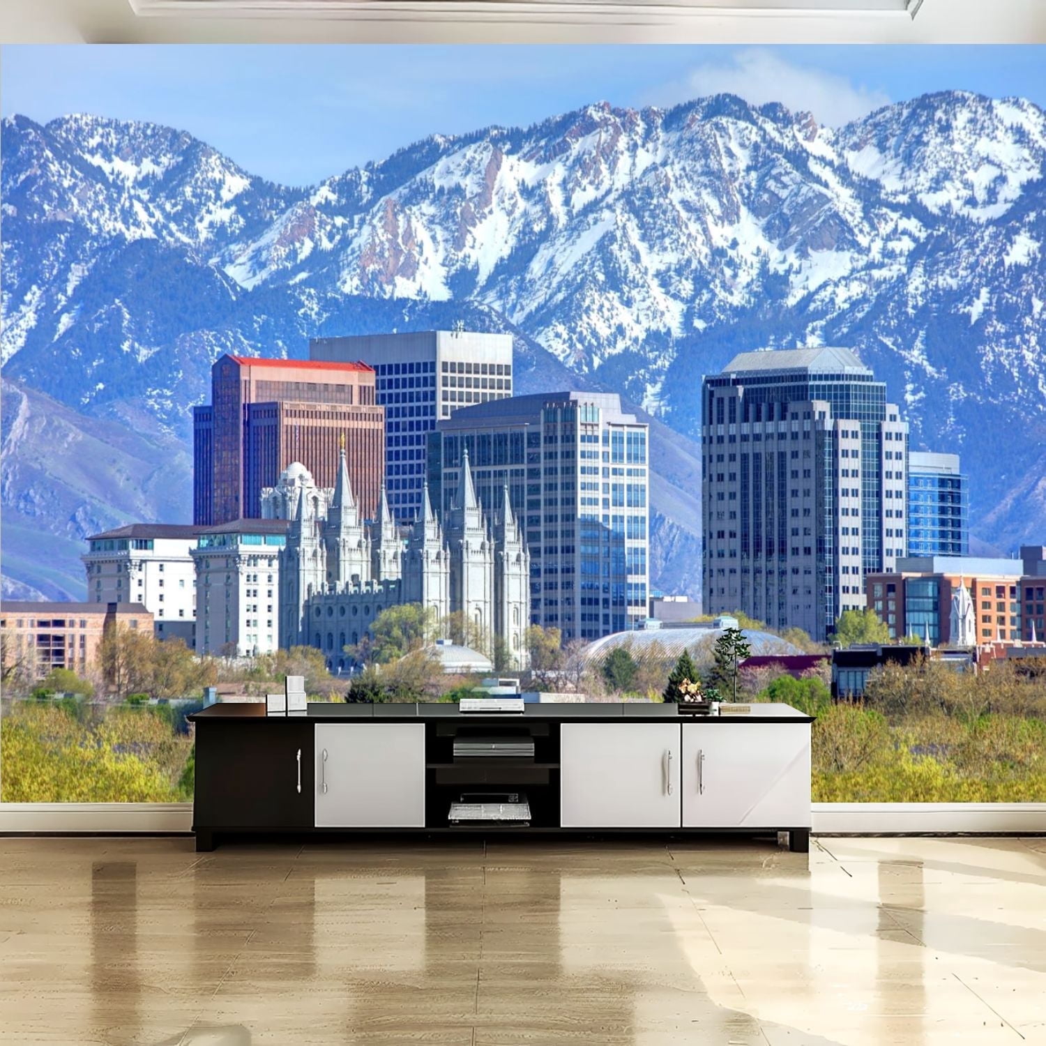 Peel and Stick Canvas Wallpaper Wall Mural salt lake city skyline ...