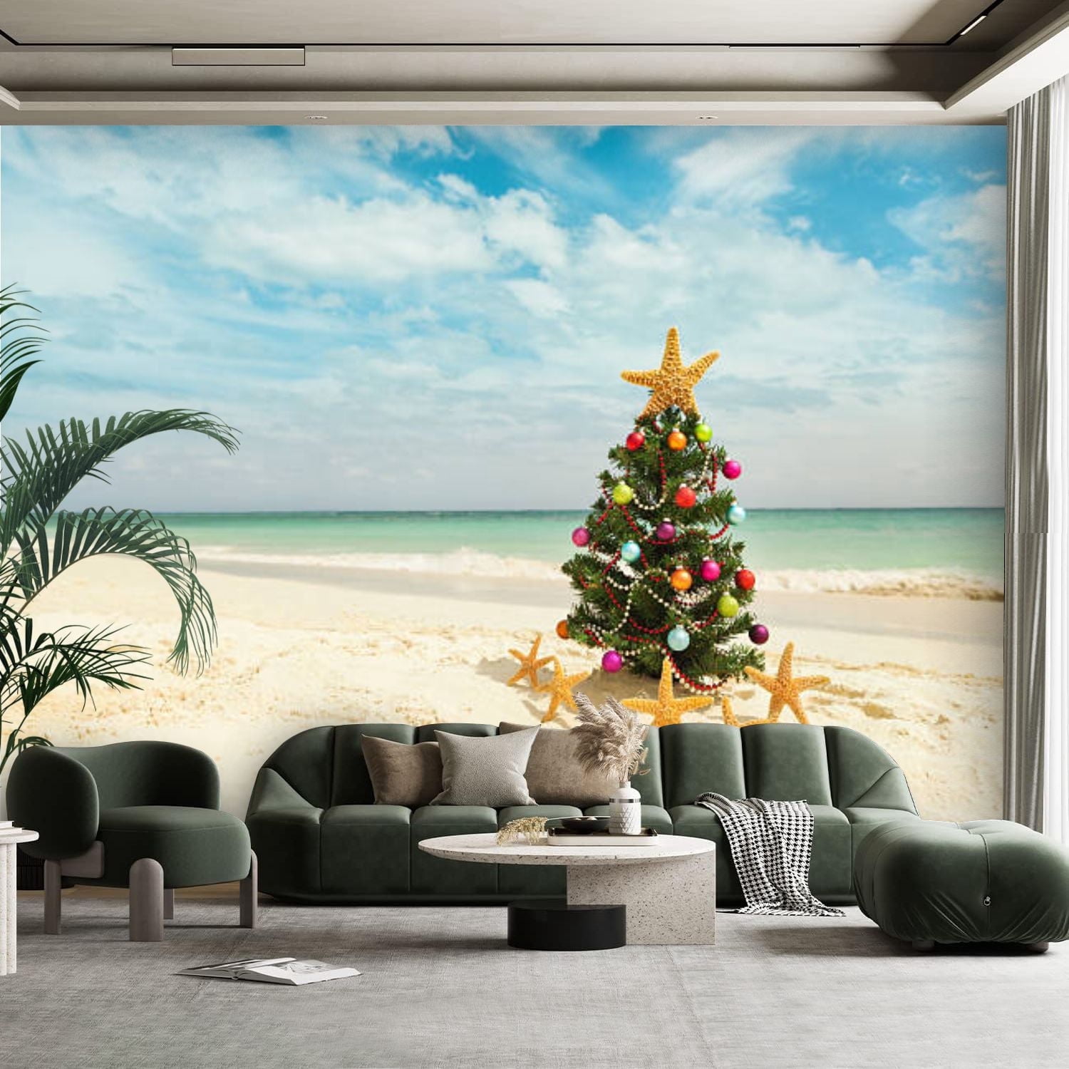 Peel and Stick Canvas Wallpaper Wall Mural sandy Caribbean beach Wall ...