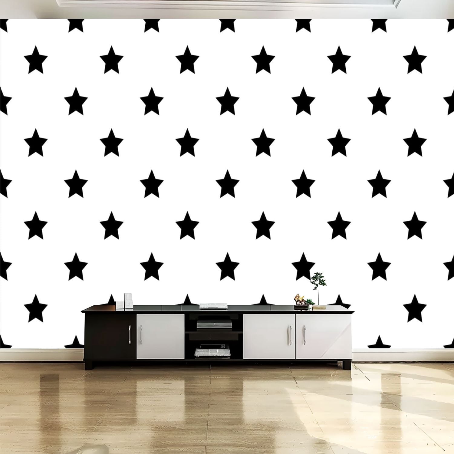 Peel and Stick Canvas Wallpaper Wall Mural seamless black star sign ...