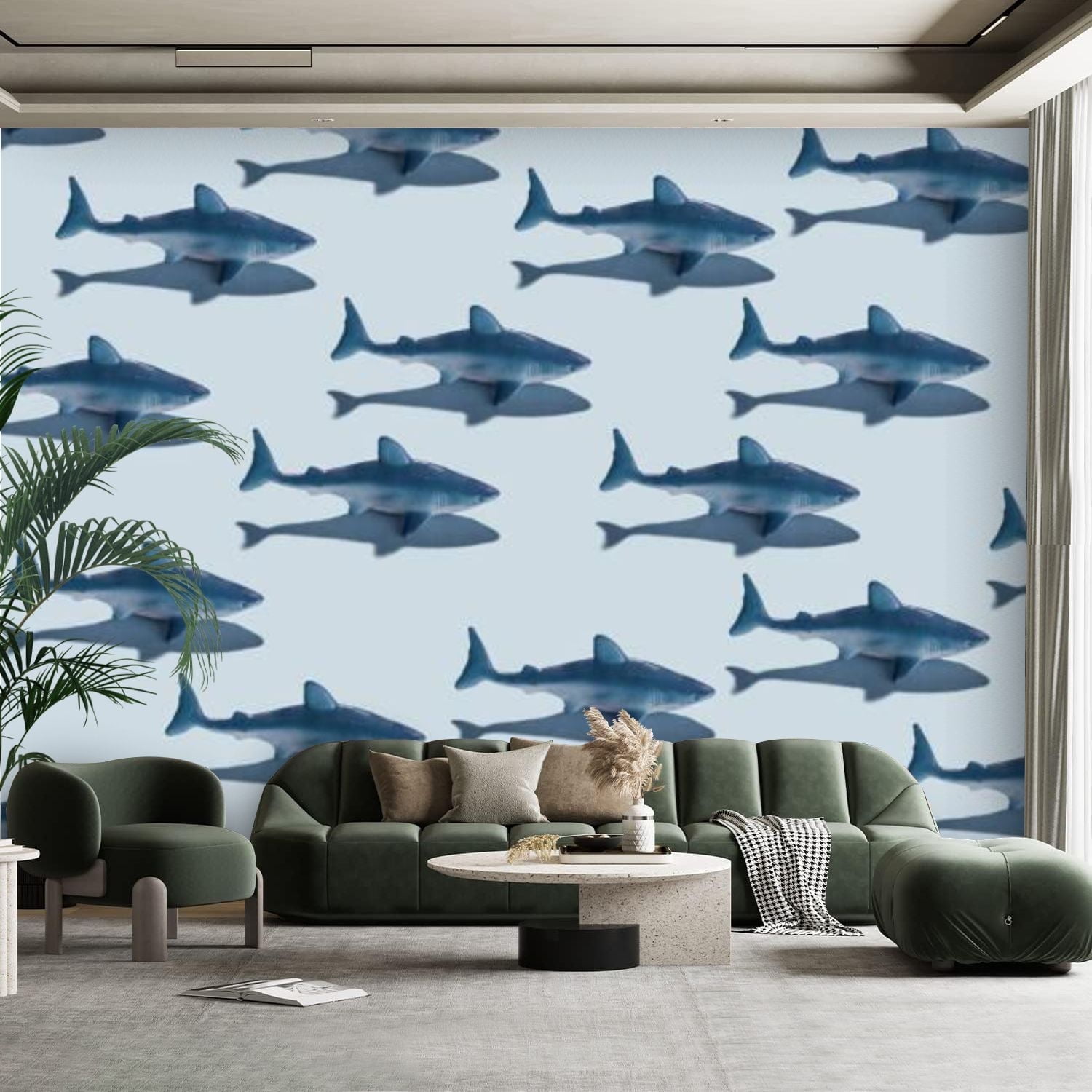Peel and Stick Canvas Wallpaper Wall Mural shark toys sharks pictures ...