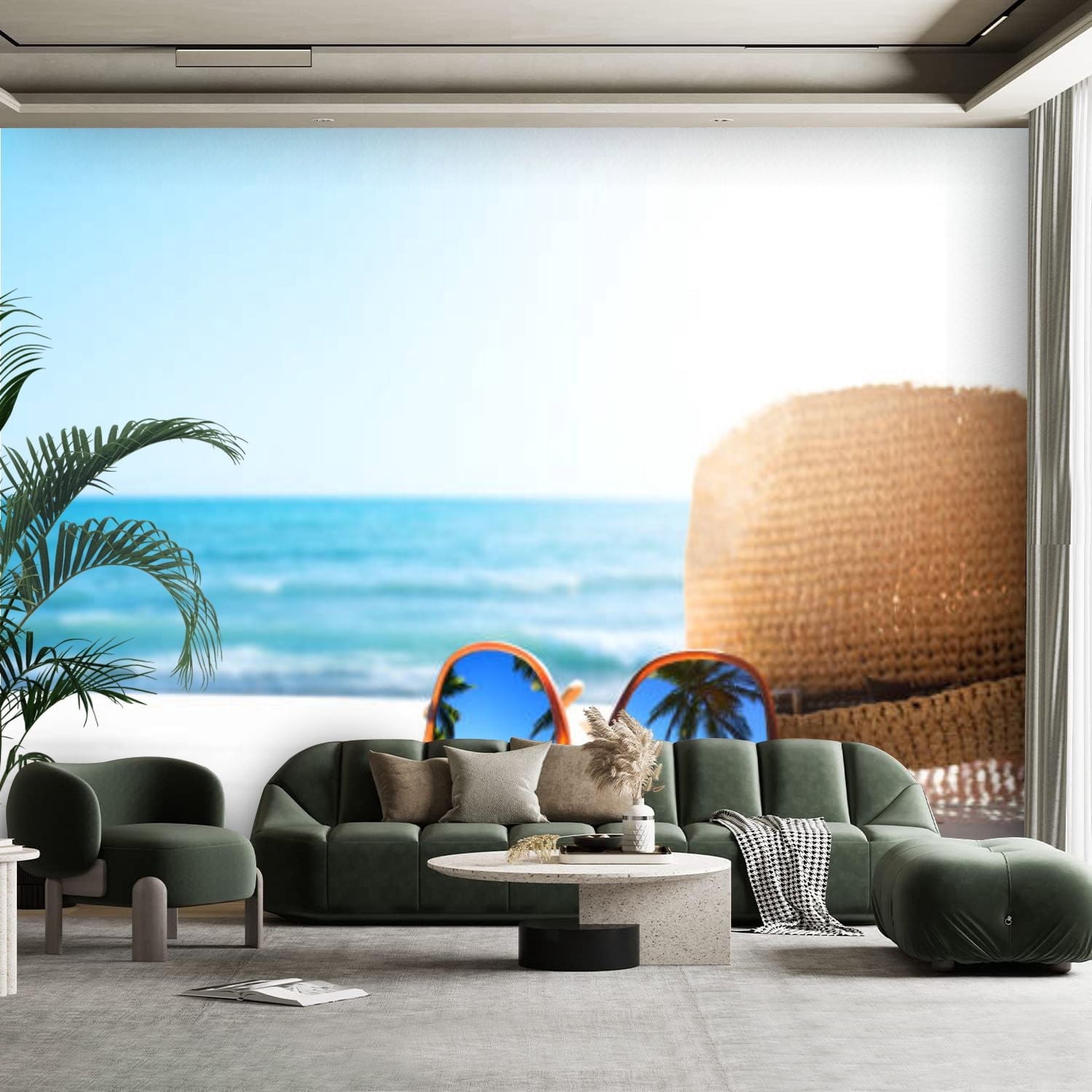 Peel and Stick Canvas Wallpaper Wall Mural summer tropical beach ...