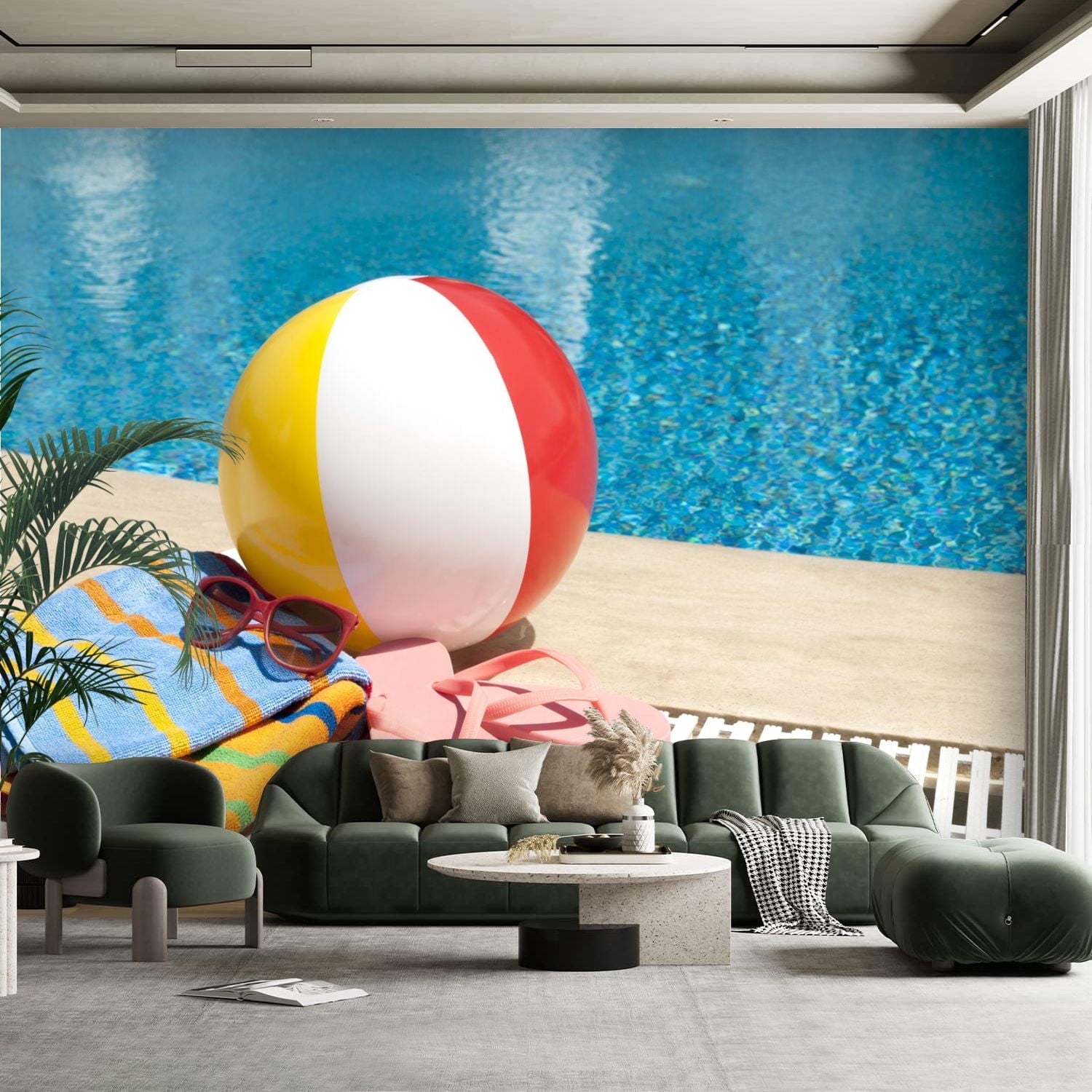 Peel and Stick Canvas Wallpaper Wall Mural summer vacation accessories ...