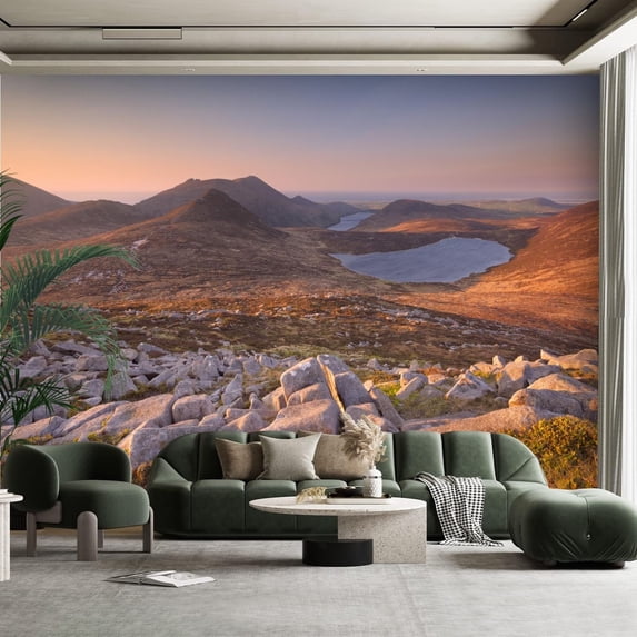 Peel and Stick Canvas Wallpaper Wall Mural sunrise mourne mountains ...