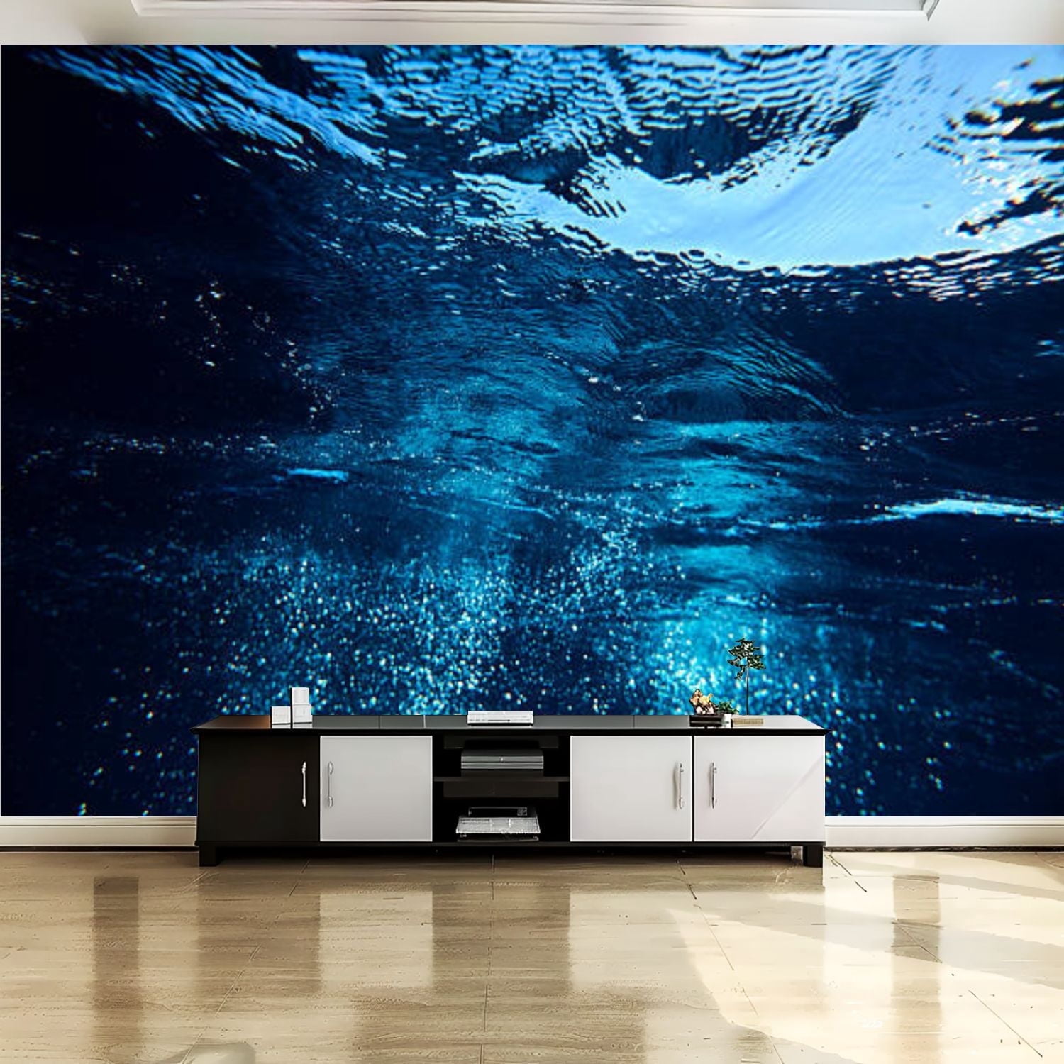 Peel and Stick Canvas Wallpaper Wall Mural underwater blue Wall Art ...