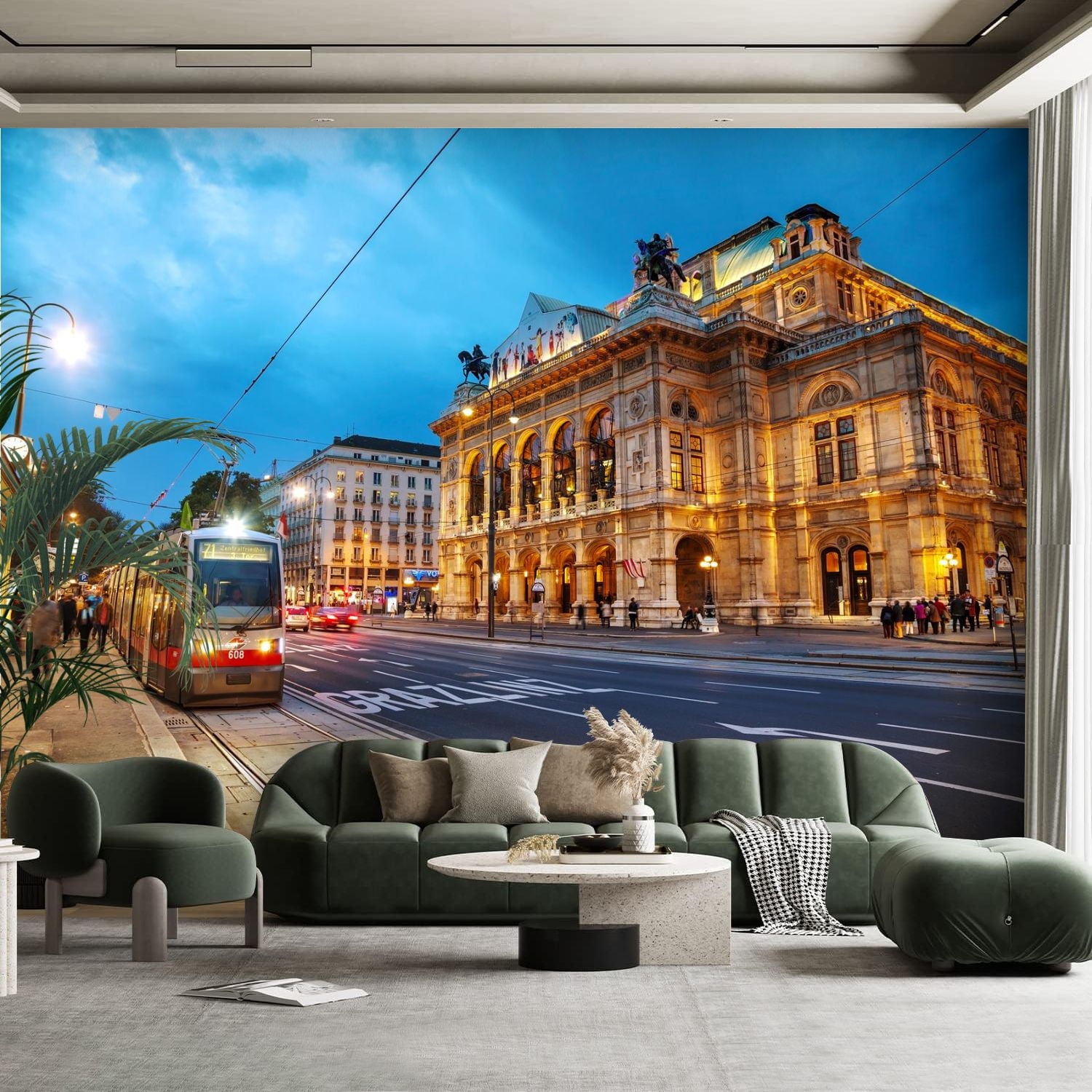 Peel and Stick Canvas Wallpaper Wall Mural vienna state opera night ...
