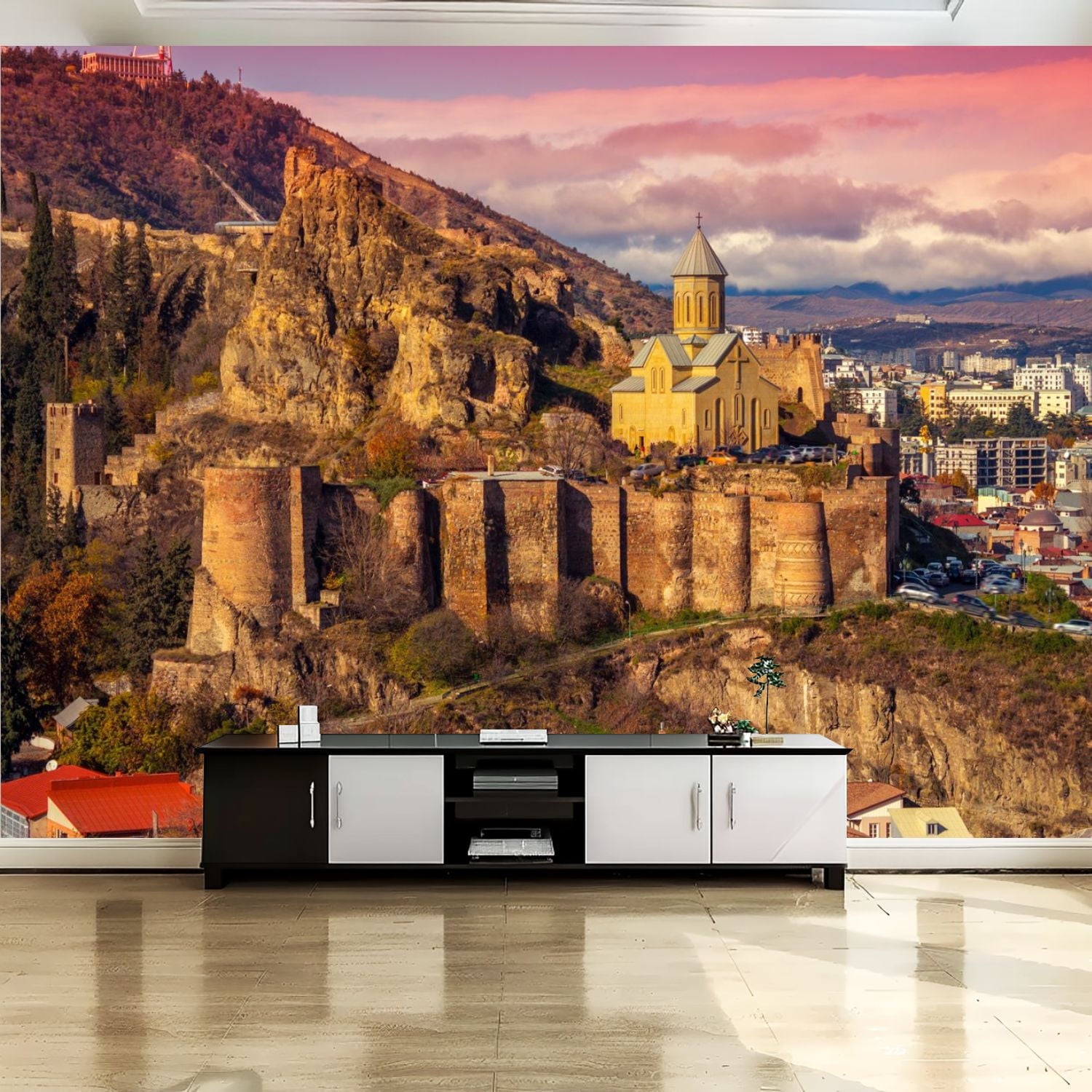 Peel and Stick Canvas Wallpaper Wall Mural view tbilisi sunset georgia ...