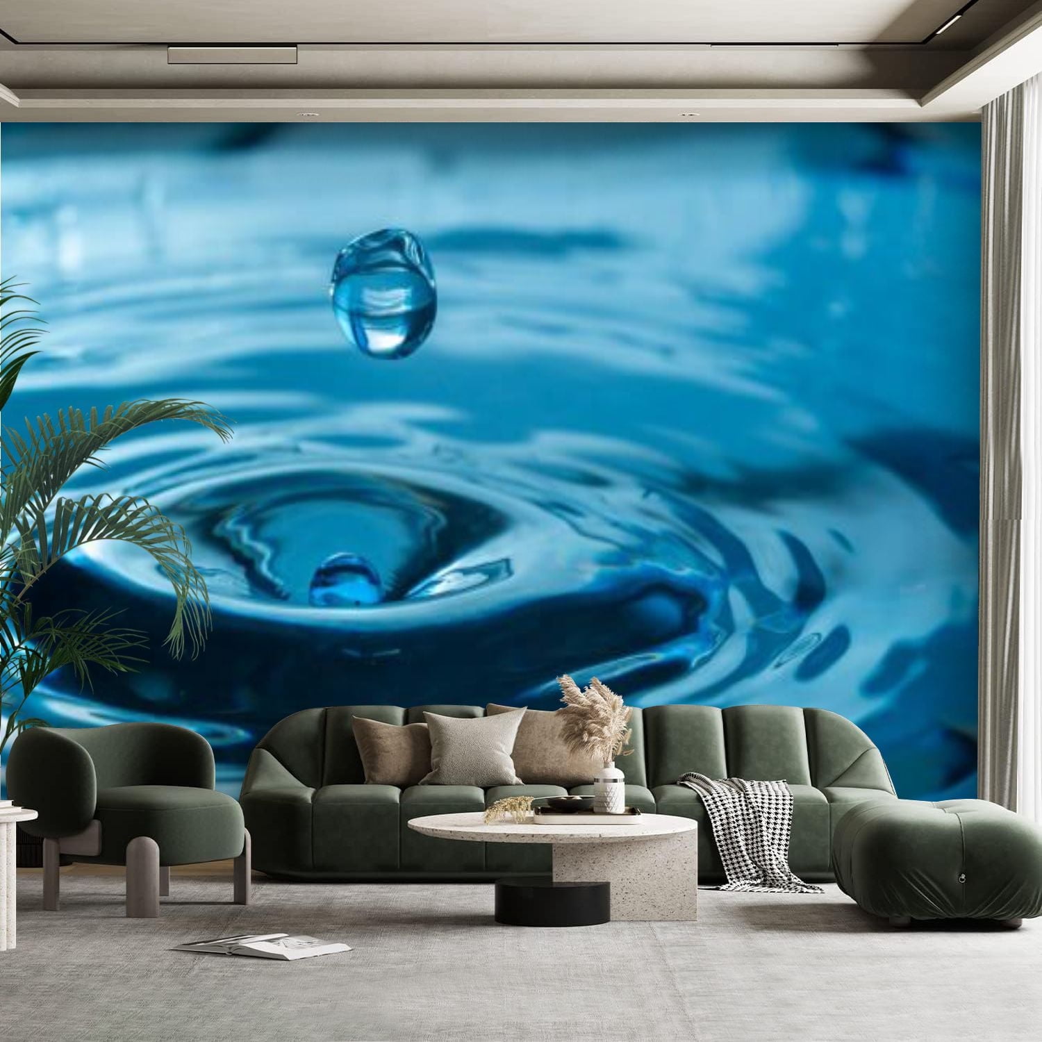 Peel and Stick Canvas Wallpaper Wall Mural water drop glass water ...