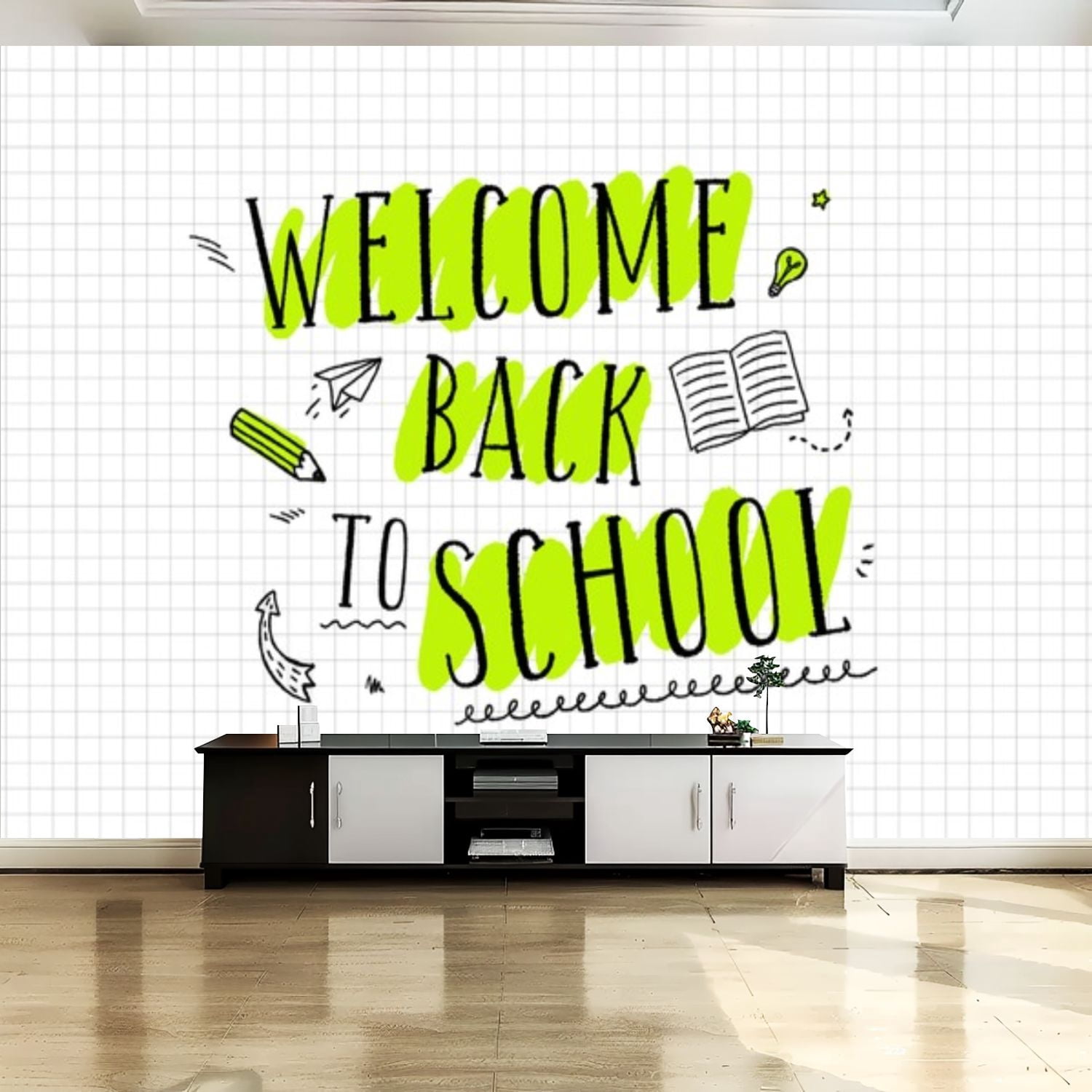 Peel and Stick Canvas Wallpaper Wall Mural welcome back to school ...
