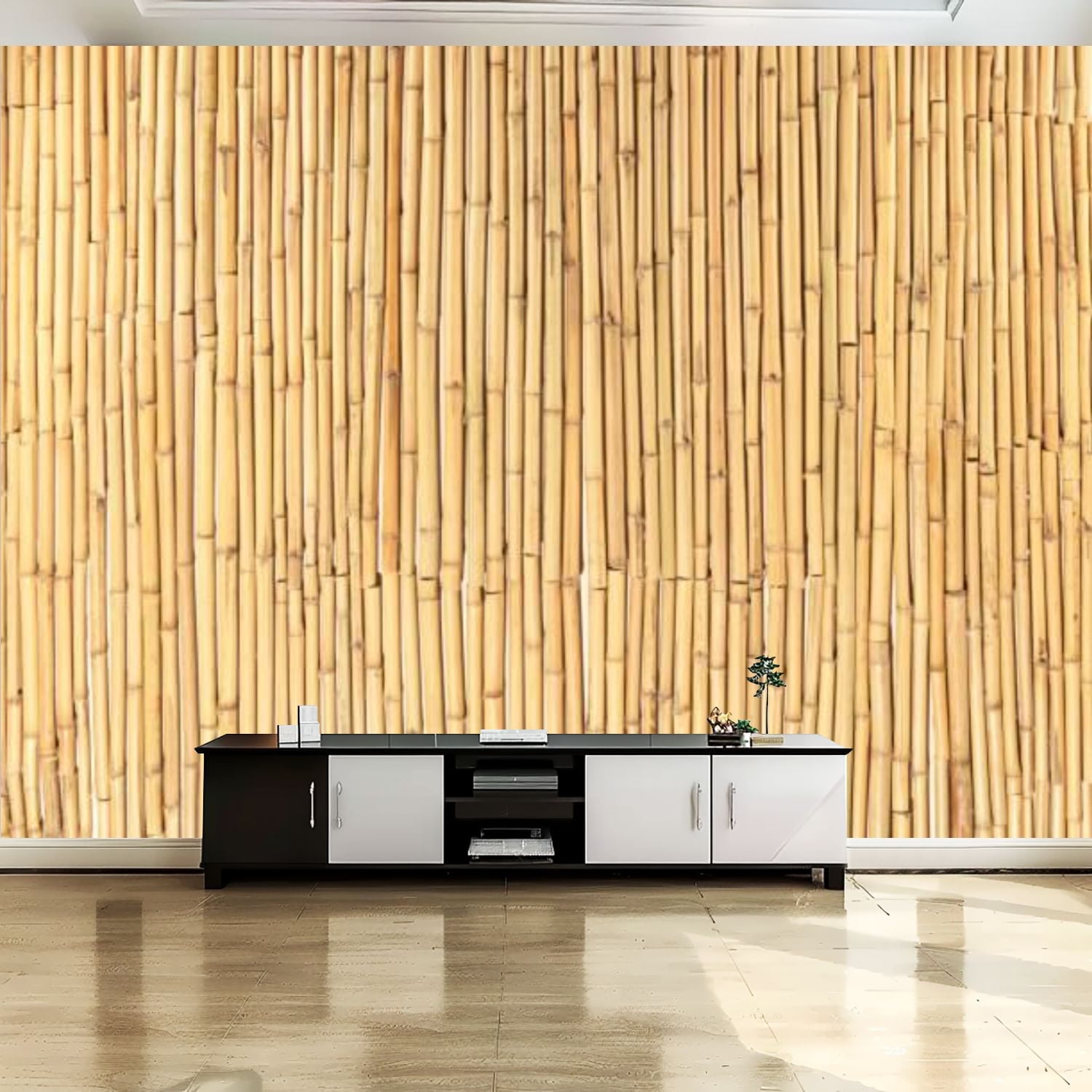 Peel and Stick Canvas Wallpaper Wall Mural wicker bamboo s pictures ...