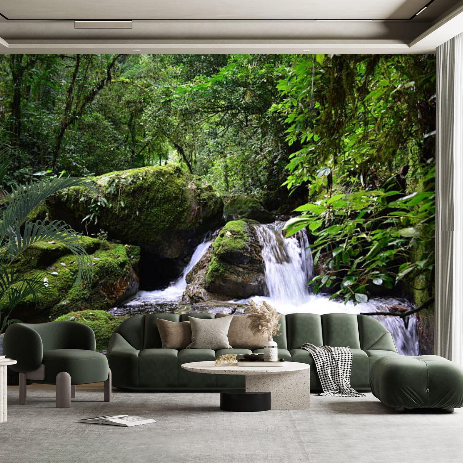 Peel and Stick Canvas Wallpaper Wall MuralClean water waterfall Wall ...