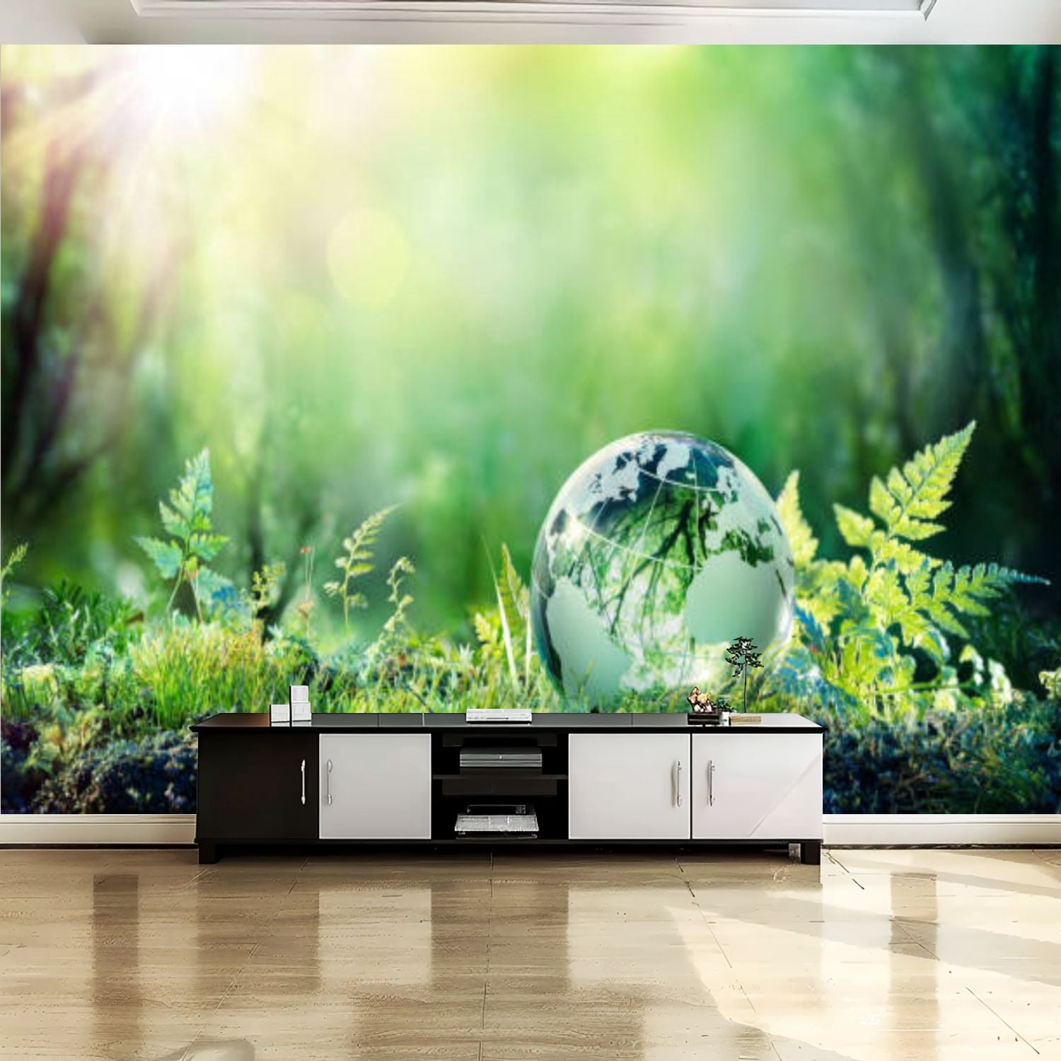 Peel and Stick Canvas Wallpaper Wall MuralGlobe Moss Forest Environment ...