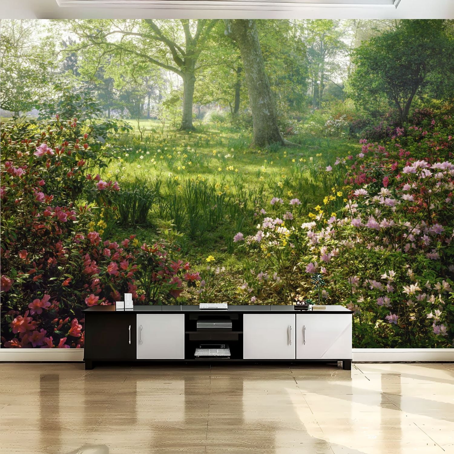 Peel and Stick Canvas Wallpaper Wall Muralbright hazy sunlight azalea ...
