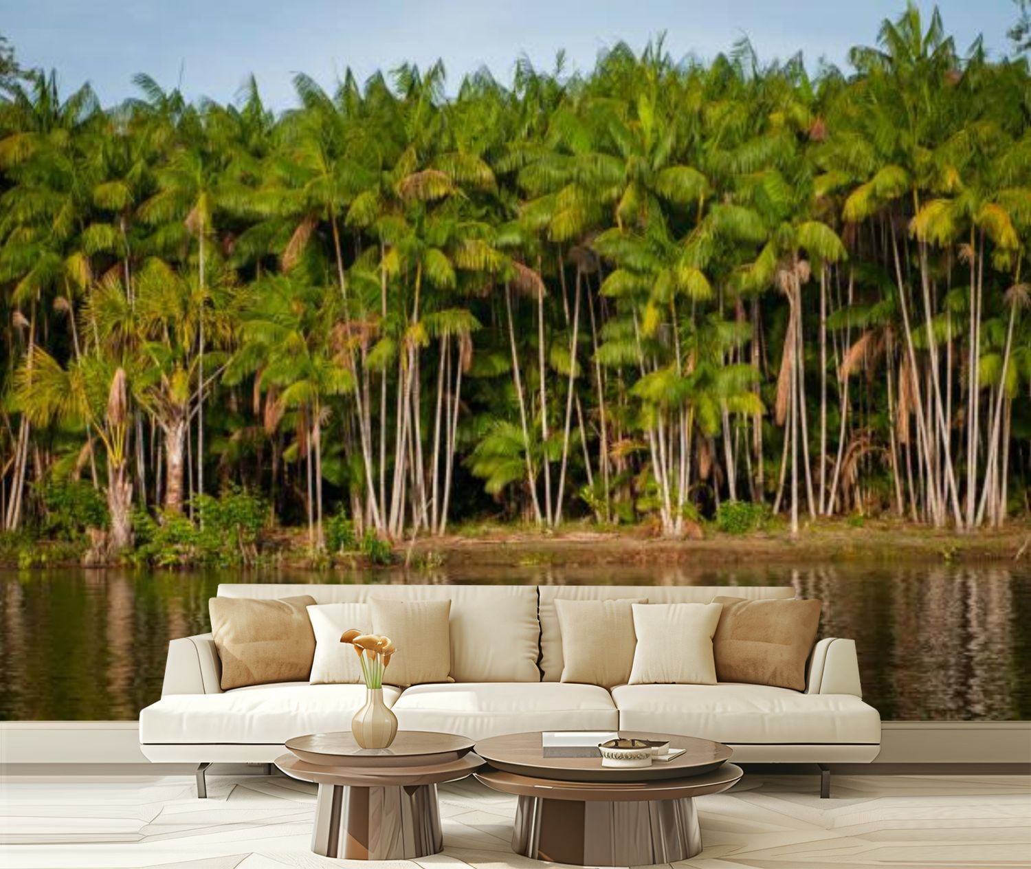 Peel and Stick Canvas Wallpaper acai palm Modern Art Wall Mural Decor ...