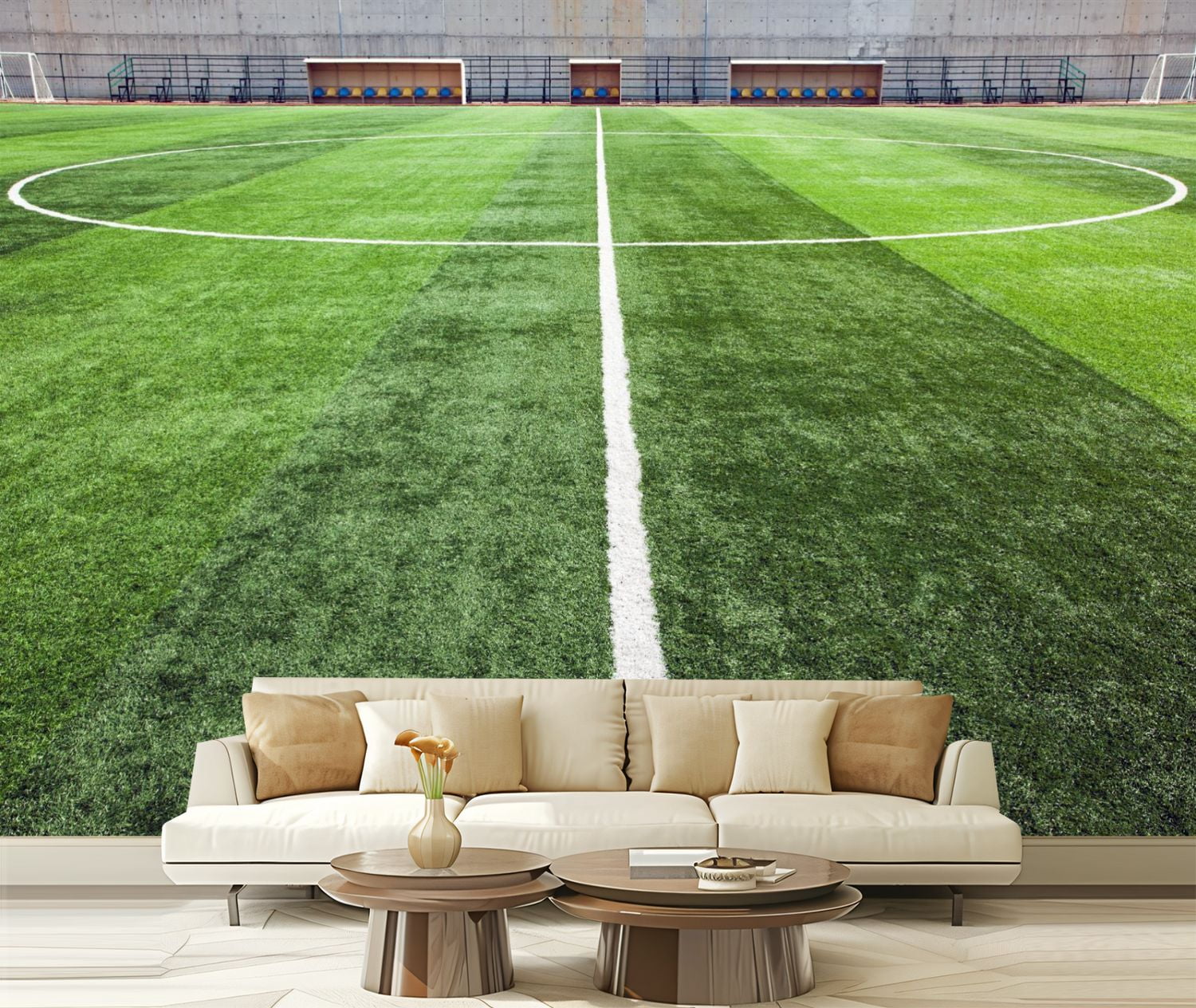 Peel and Stick Canvas Wallpaper close up cente soccer field football ...